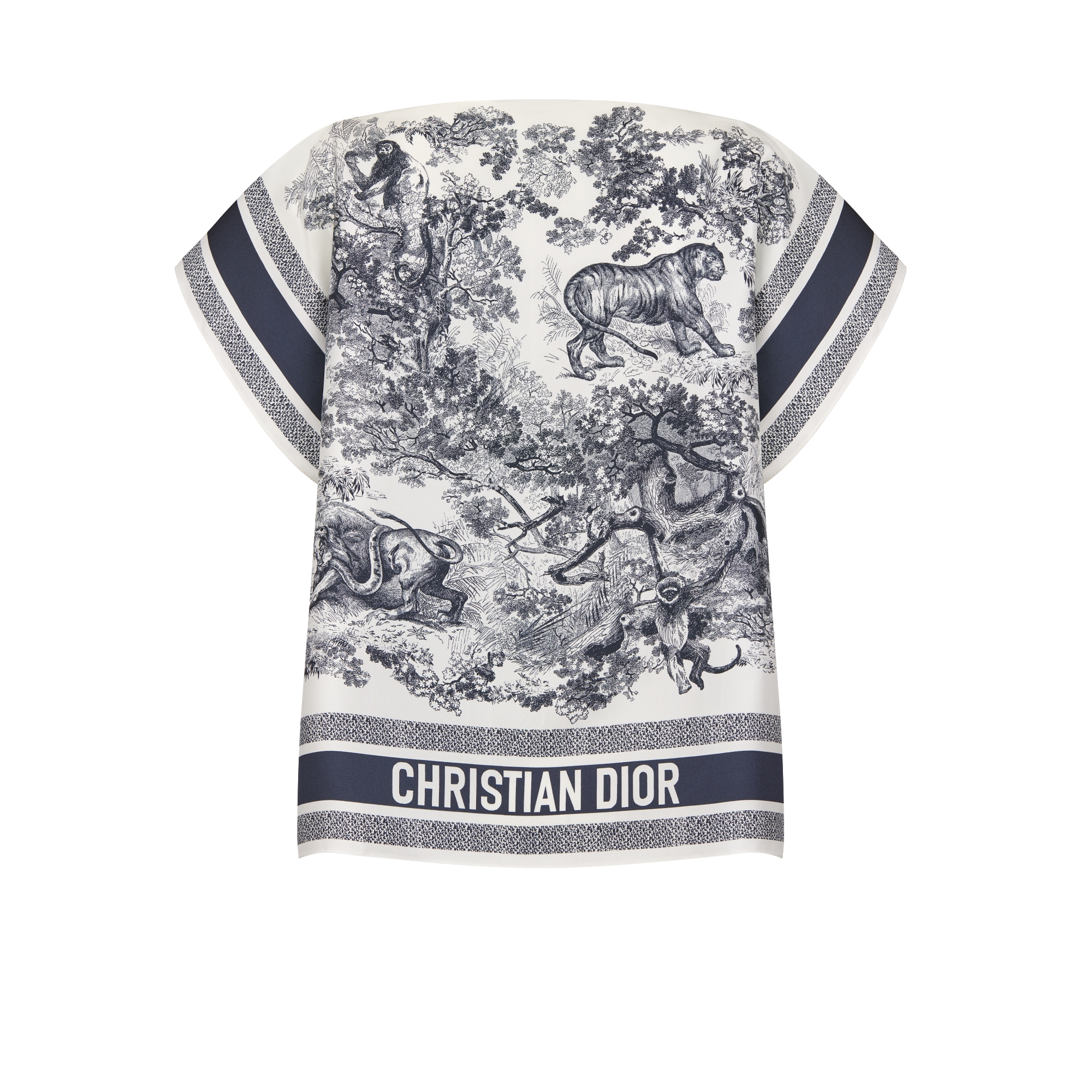 Dior Silk Top Dioriviera Toile de Jouy Sauvage Sarga de seda blanca y ...