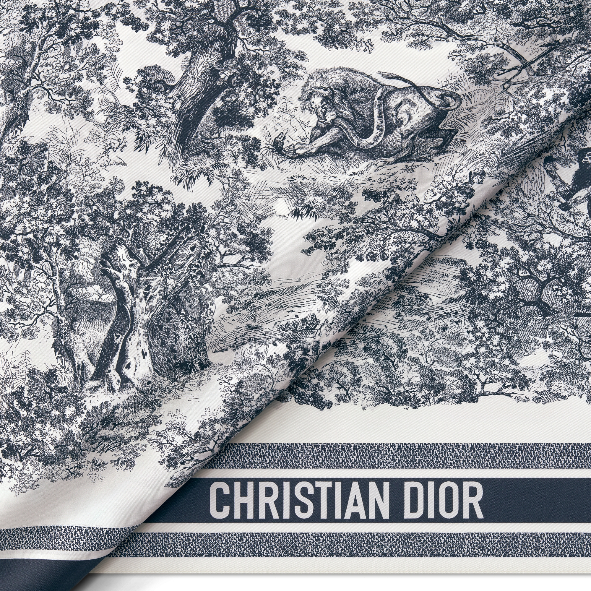 Dioriviera Toile de Jouy Sauvage Dior Silk Top White and Navy Blue Silk ...