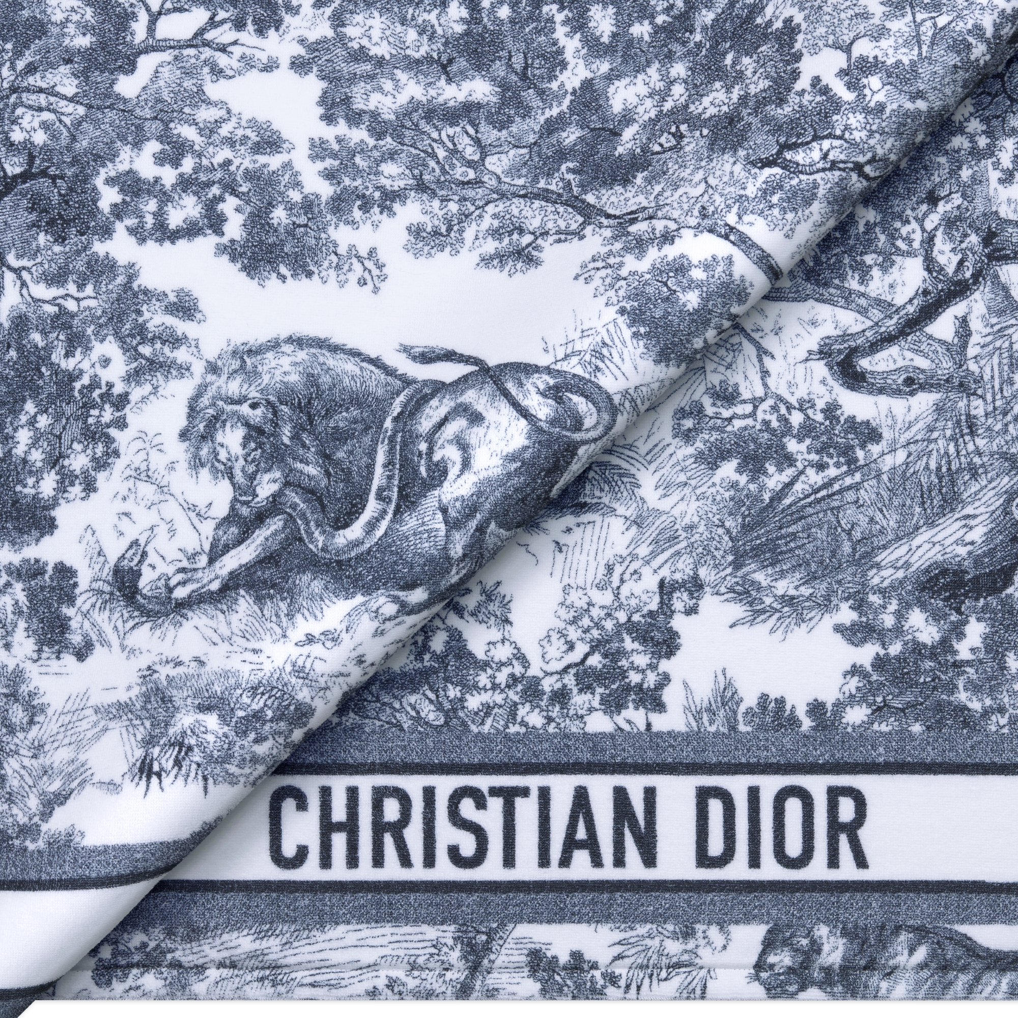 Poncho Dioriviera Toile de Jouy Sauvage com capuz Algodão branco e azul ...