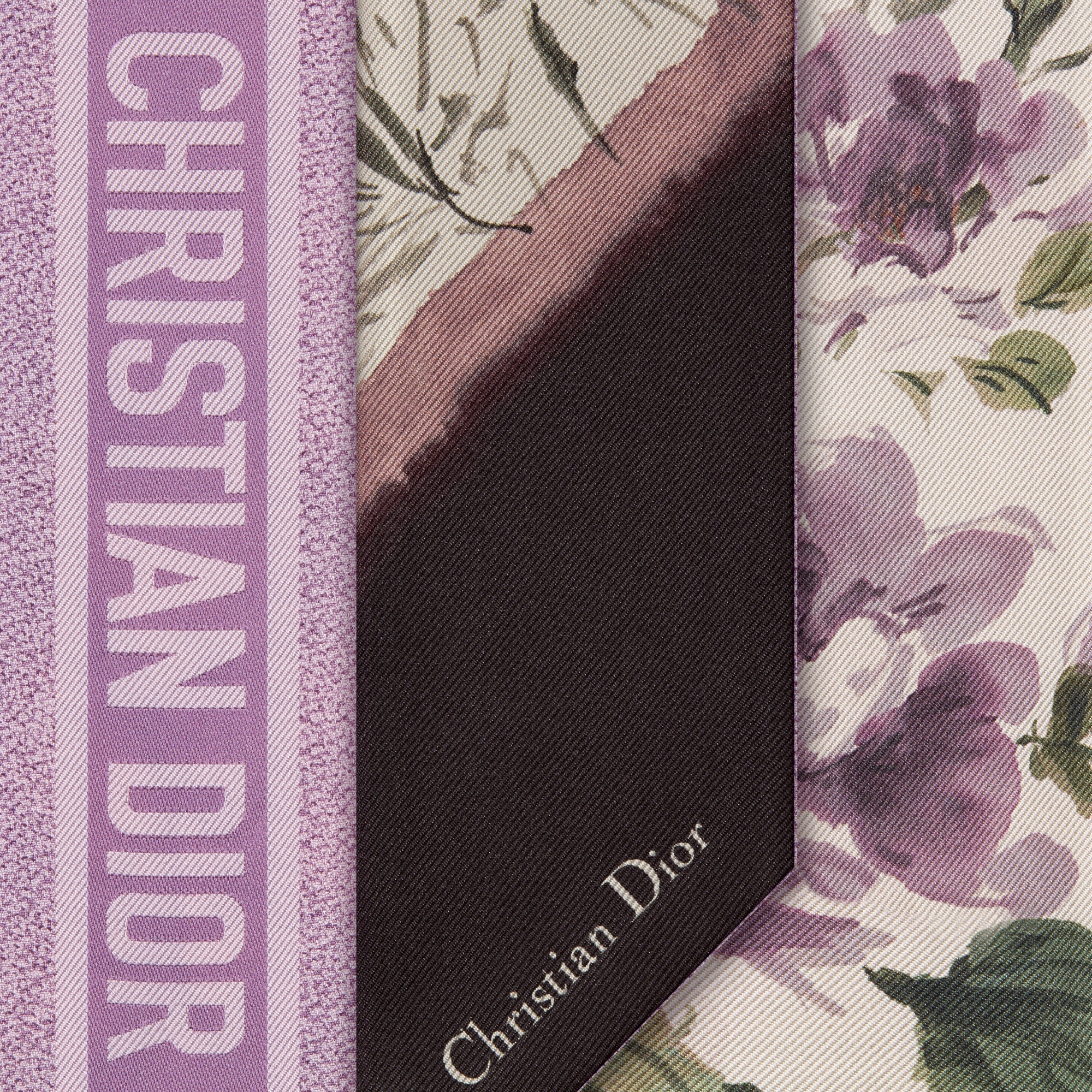 Dior Pivoine Mitzah Scarf White and Purple Silk Twill | DIOR