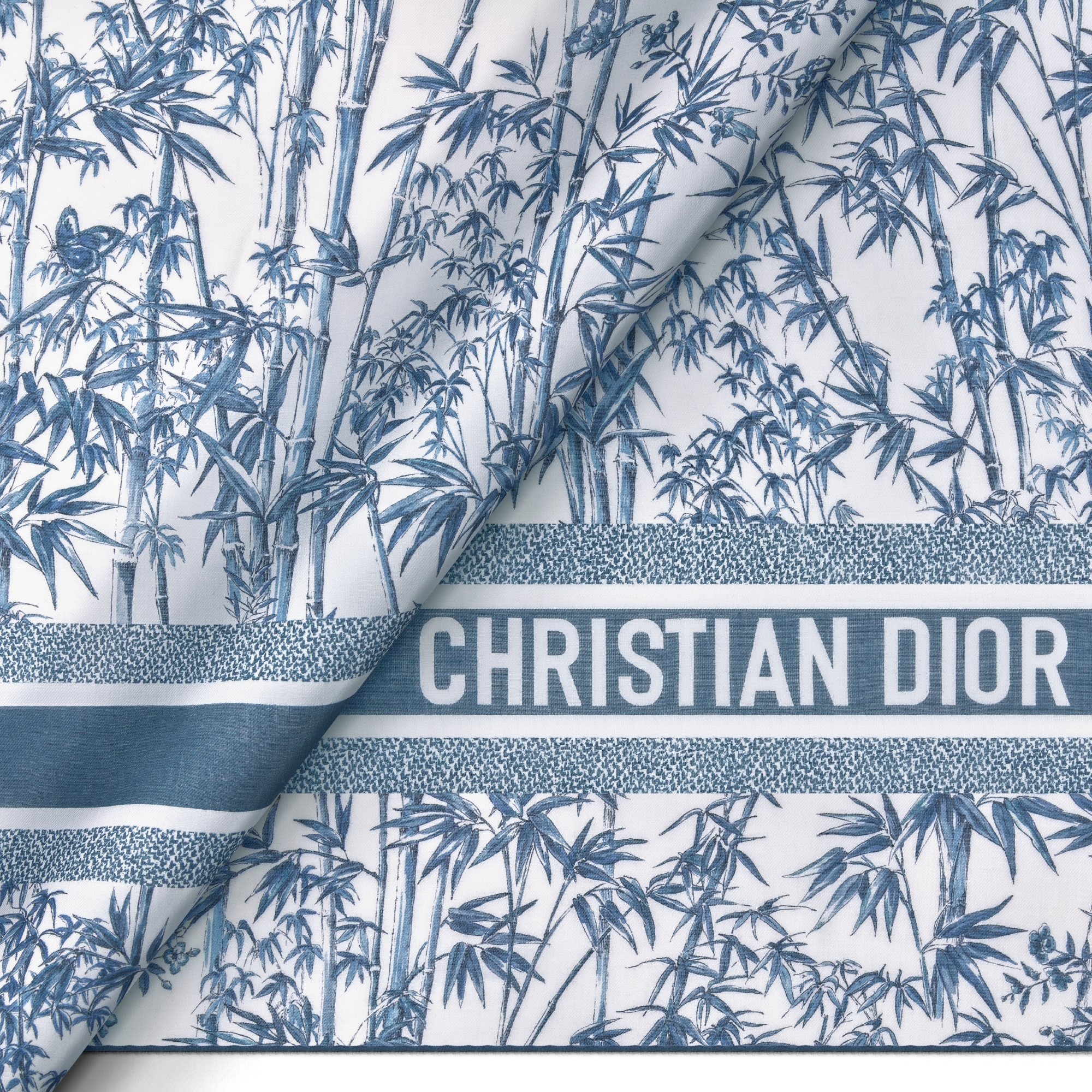 Toile de Jouy Natura Shawl Ecru and Navy Blue Cashmere | DIOR
