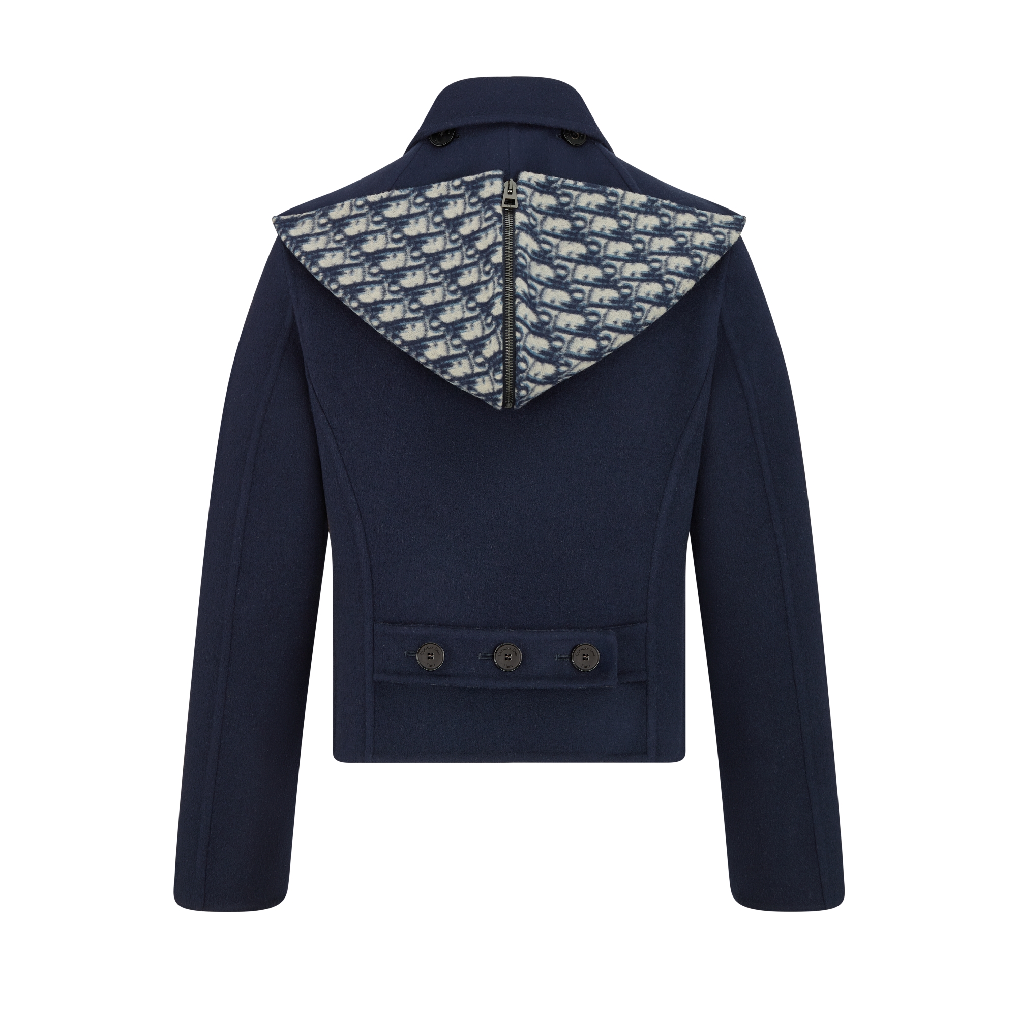 Peacoat with Zipped Hood Navy Blue Double-Sided Virgin Wool and Silk | DIOR