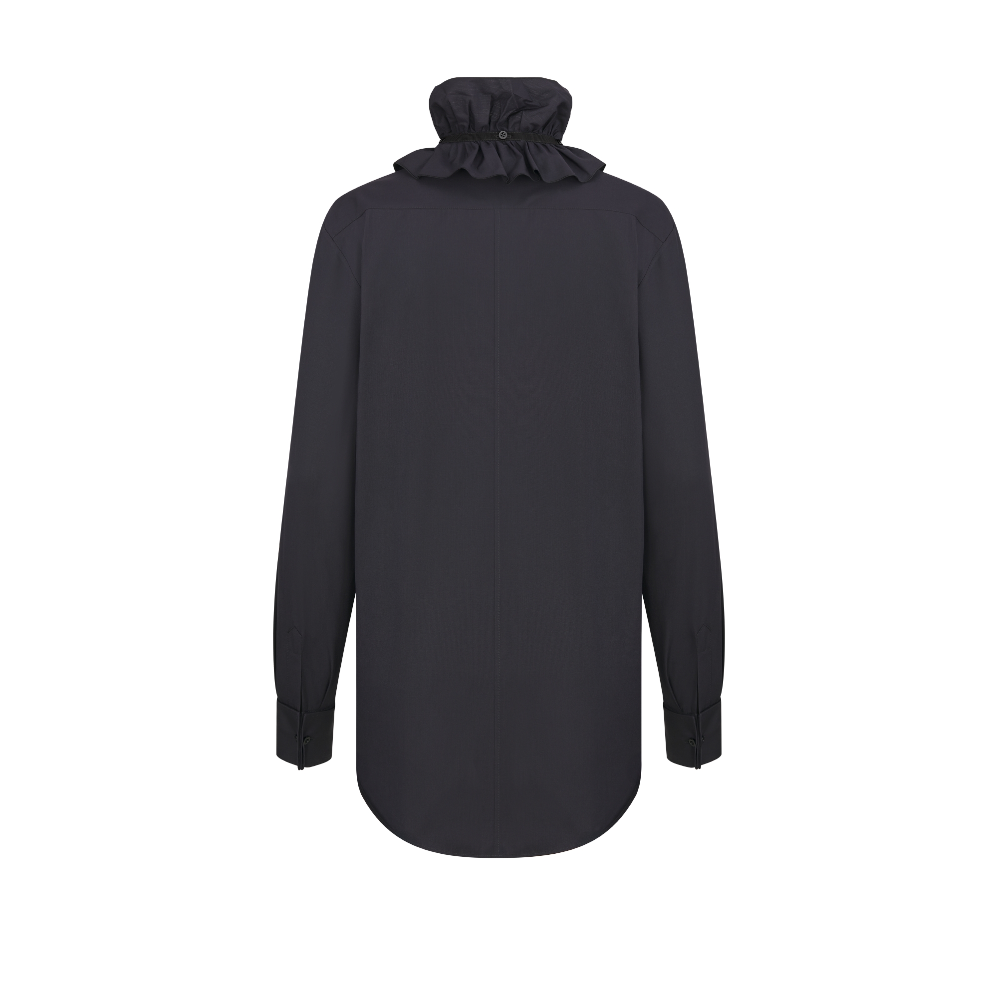 Blouse with Removable Ruched Collar Black Cotton Poplin | DIOR
