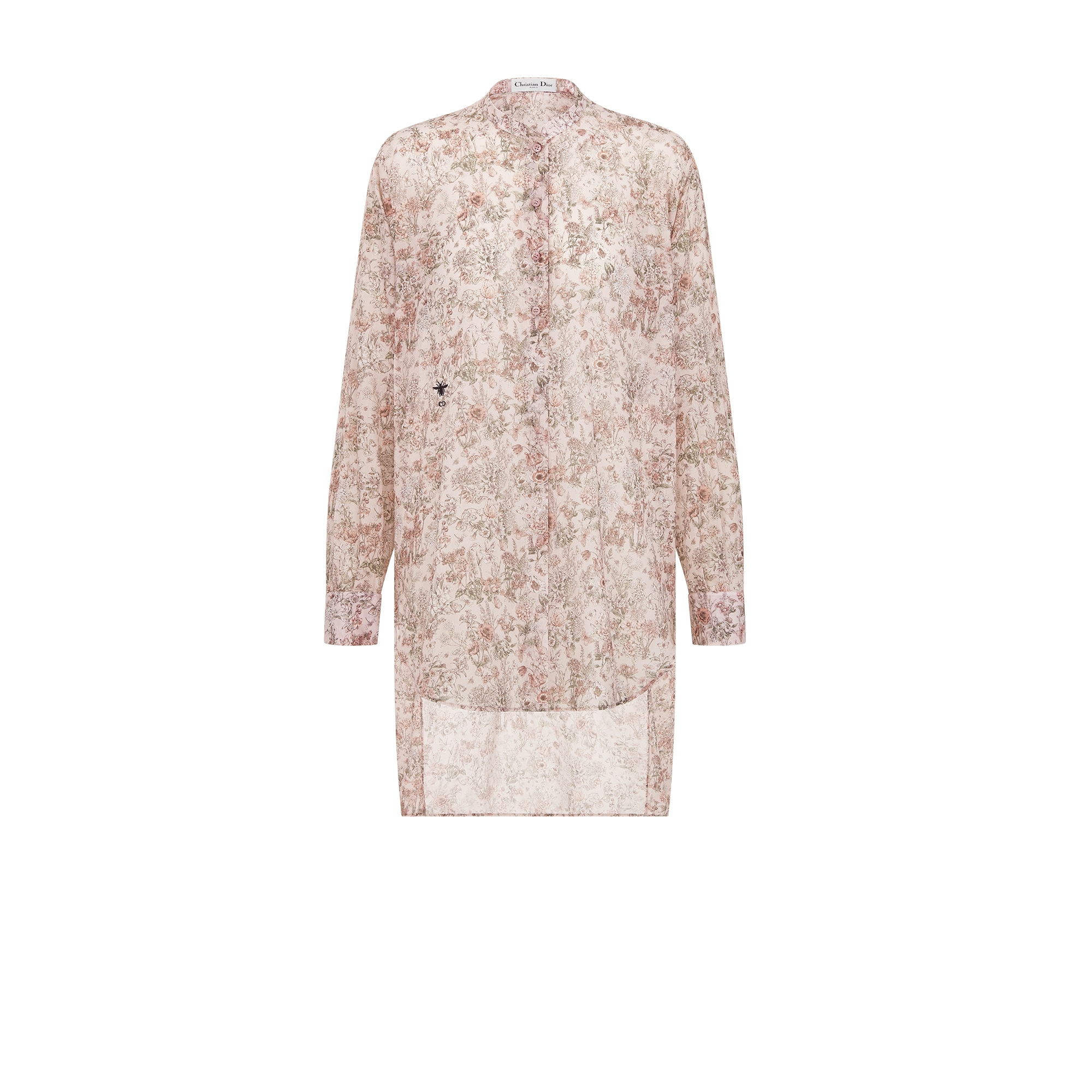 Long Blouse Cotton Muslin with Multicolor Dior Flowers Calendar Allover ...