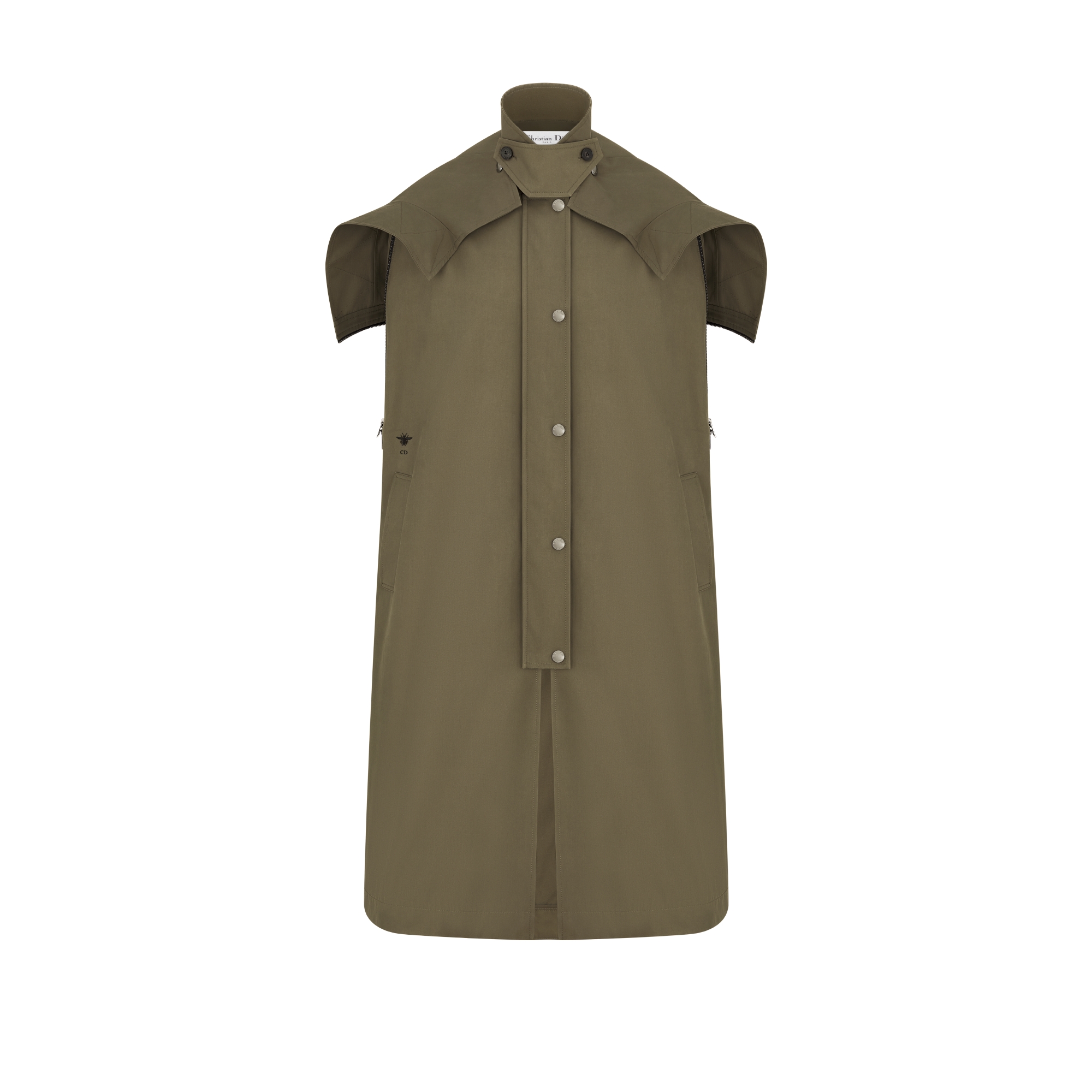 Cape with Removable Hood Khaki Cotton Gabardine | DIOR