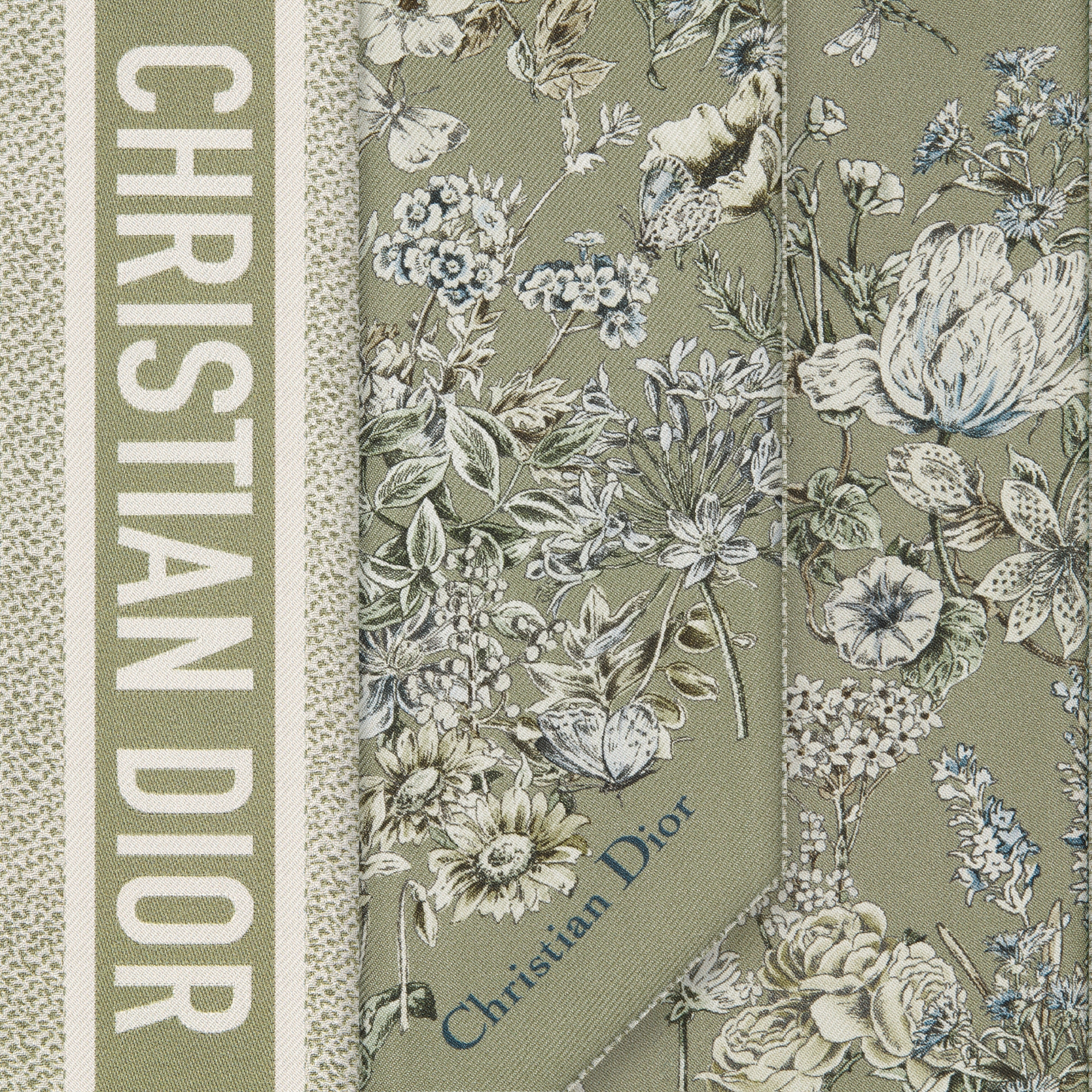 Mitzah-sjaal met Dior Astral Flowers-print Kaki, veelkleurige zijden ...