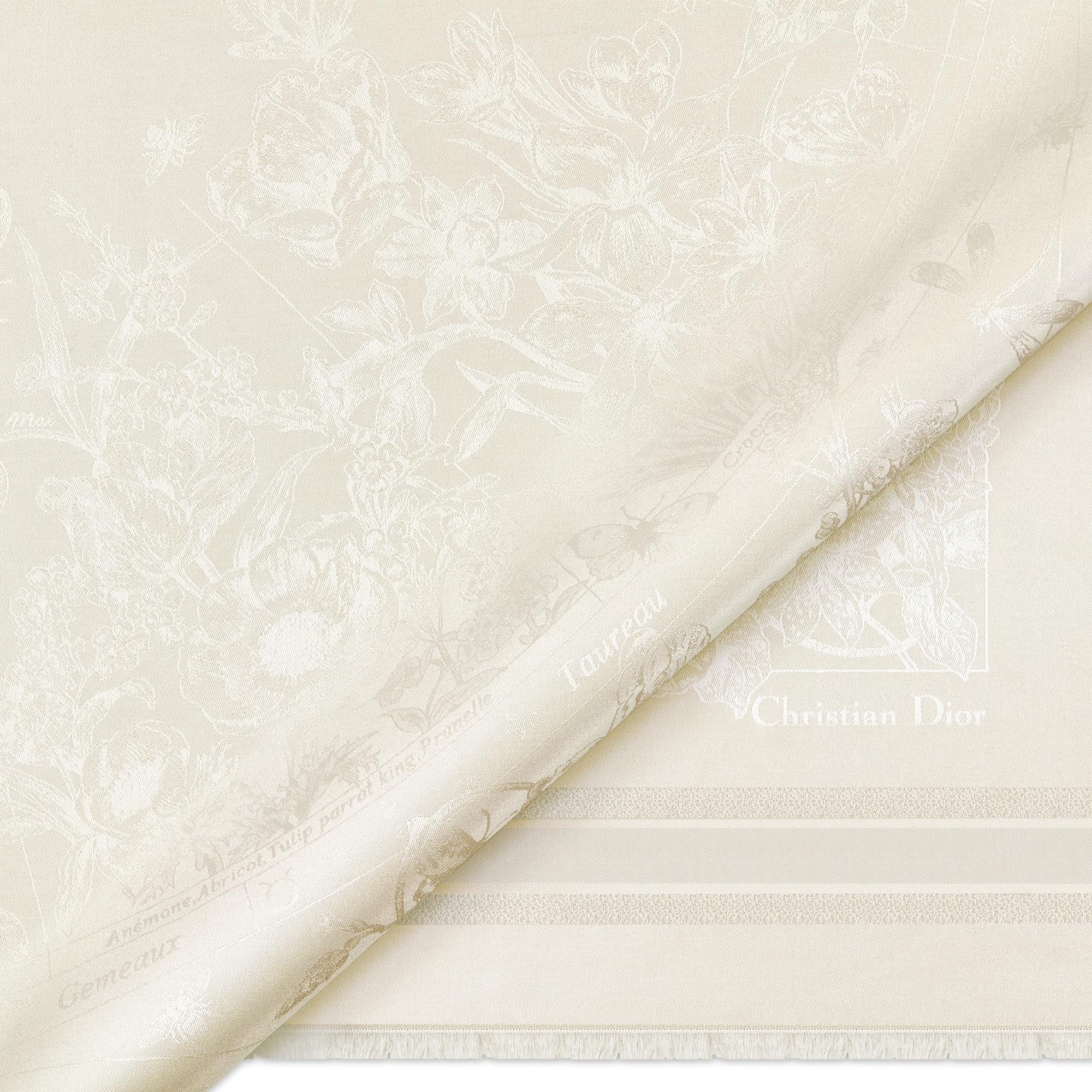 Dior Astral Flowers 140 Square Scarf Ivory Silk Jacquard | DIOR