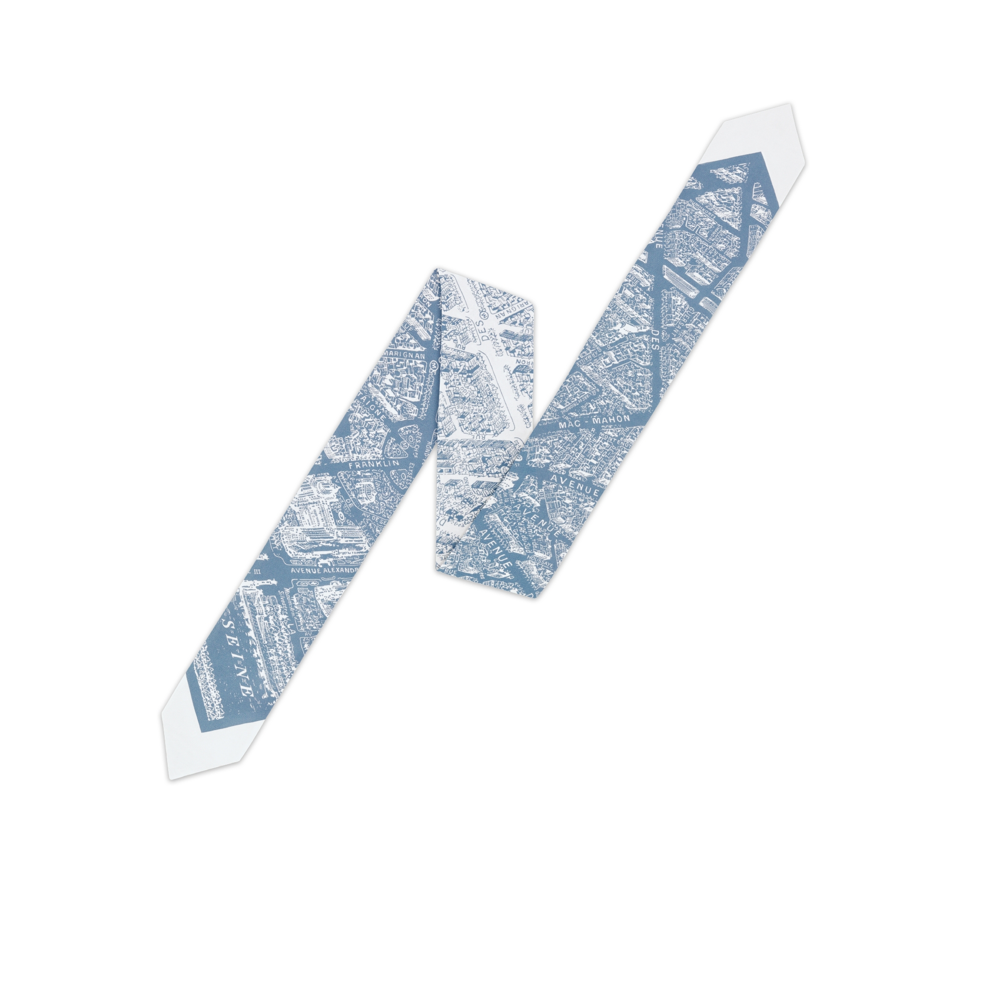 Plan de Paris Maxi Mitzah Scarf White and Chambray Blue Silk Twill | DIOR
