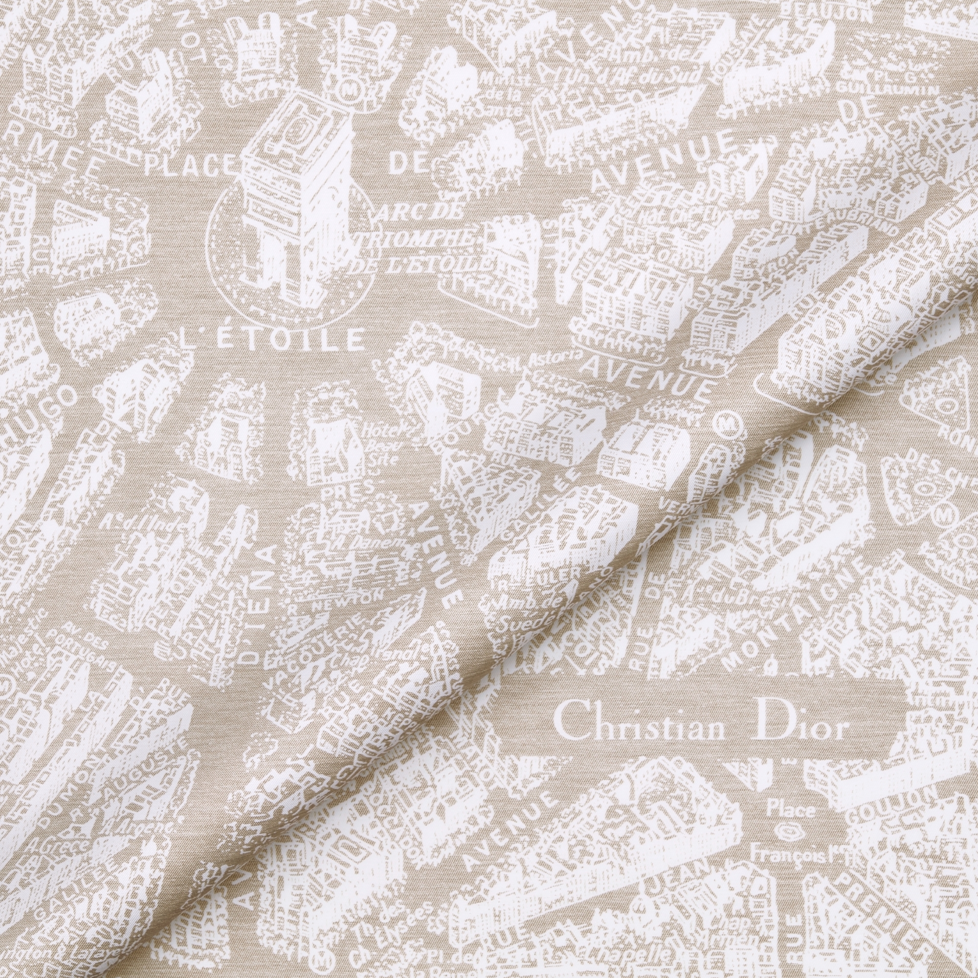 Chal Plan de Paris Algodón y seda beige oscuro y blanco | DIOR