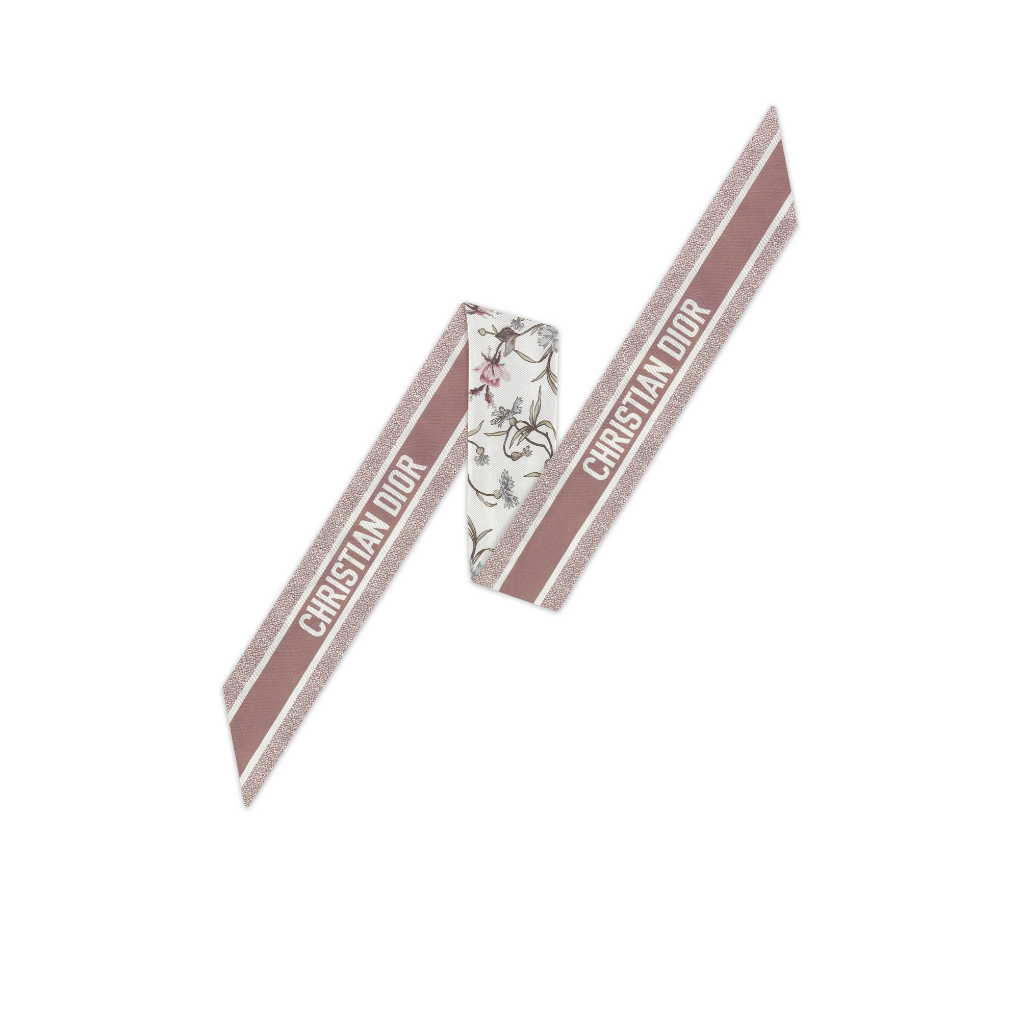 Lumière de Rose Mitzah Scarf White and Pink Silk Twill | DIOR