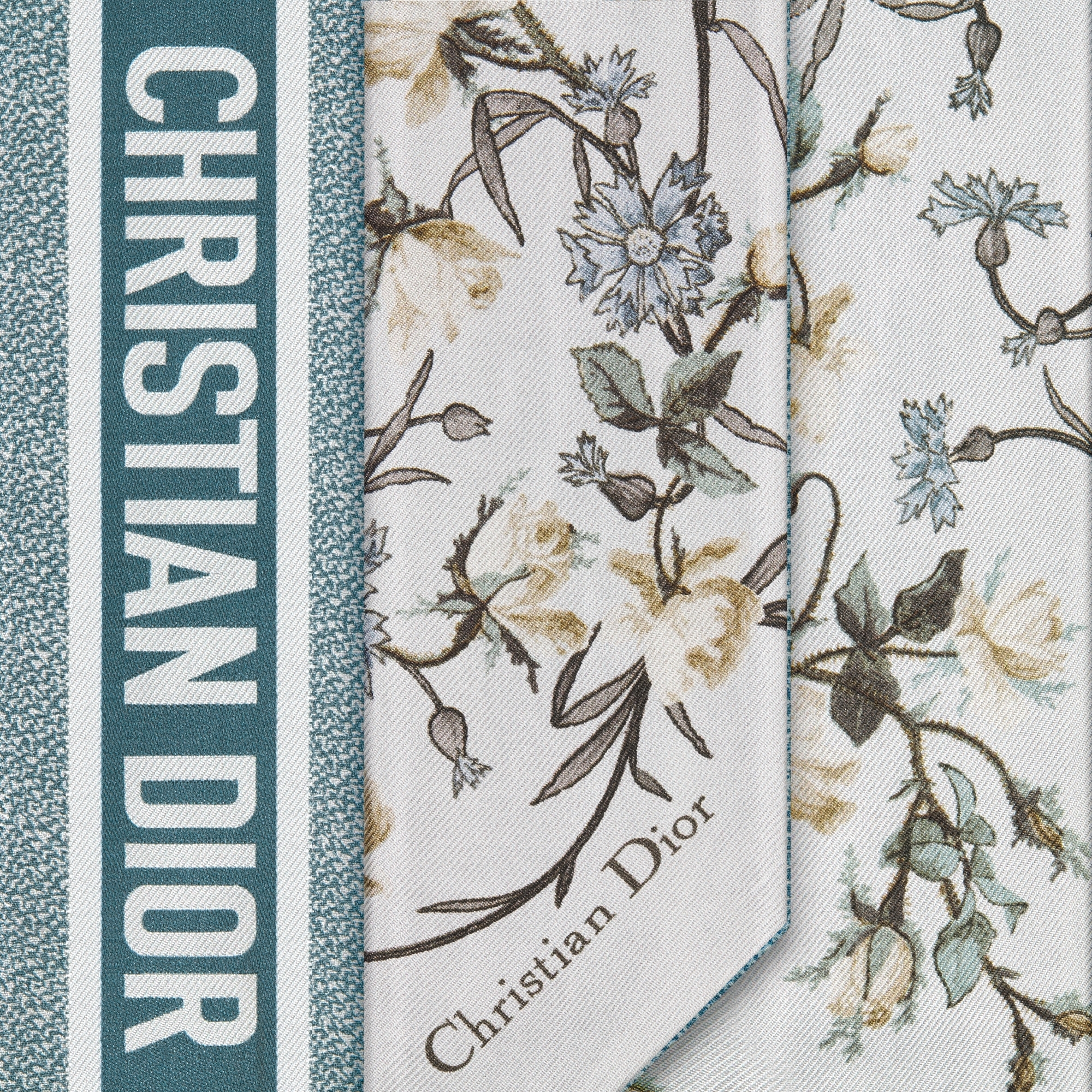 Lumière de Rose Mitzah Scarf White and Blue Silk Twill | DIOR