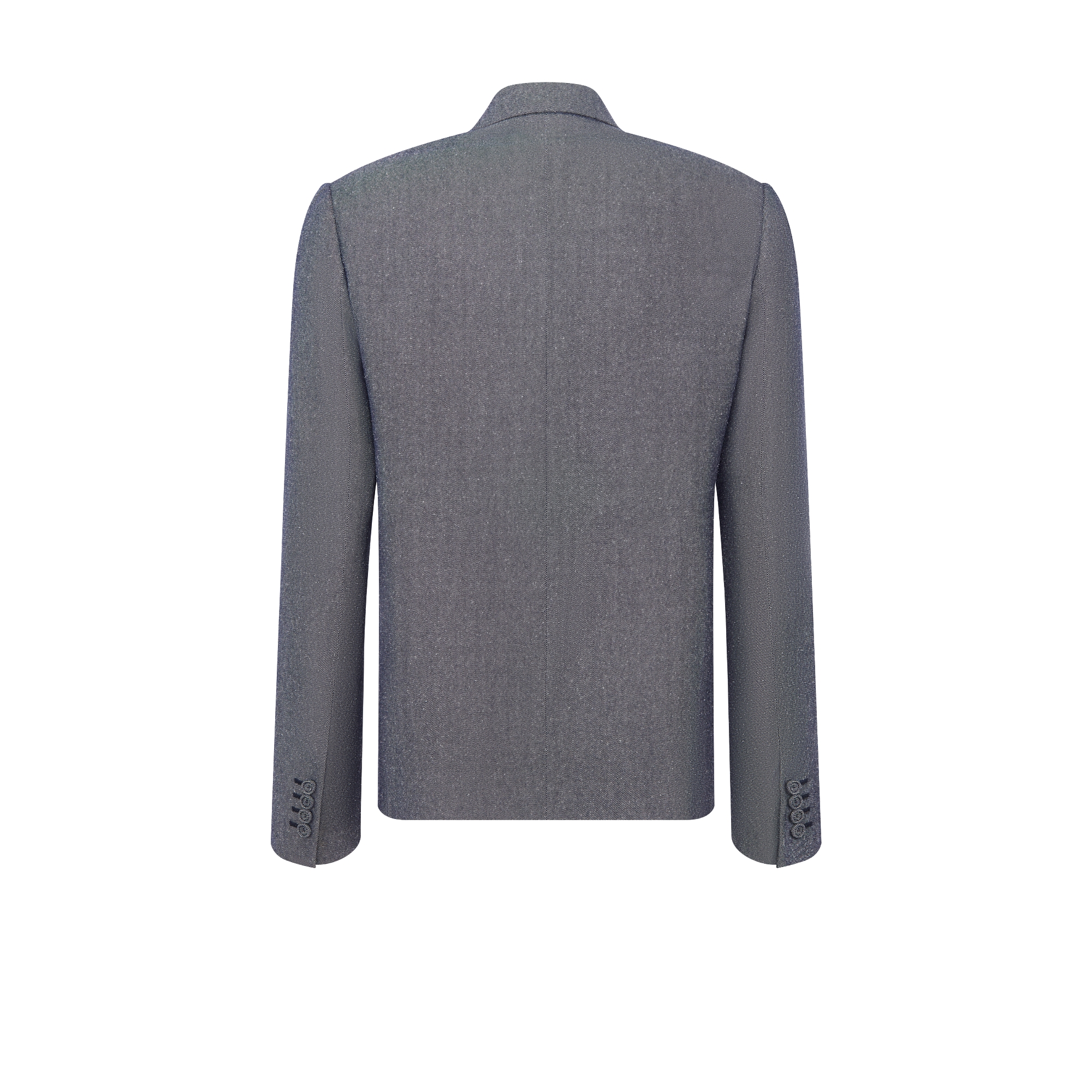 Jacket with Rounded Closure Anthracite Gray Virgin Wool and Silk Twill ...