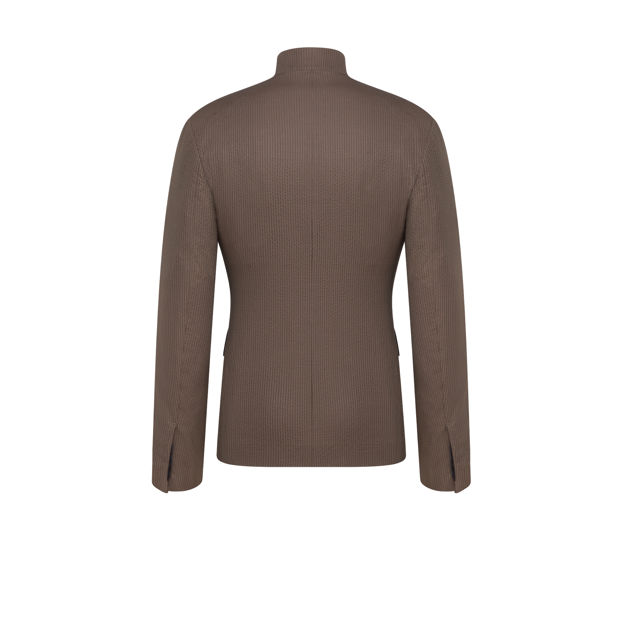 Colbert met knoop aan kraag Bruine gestreepte seersucker van een ...