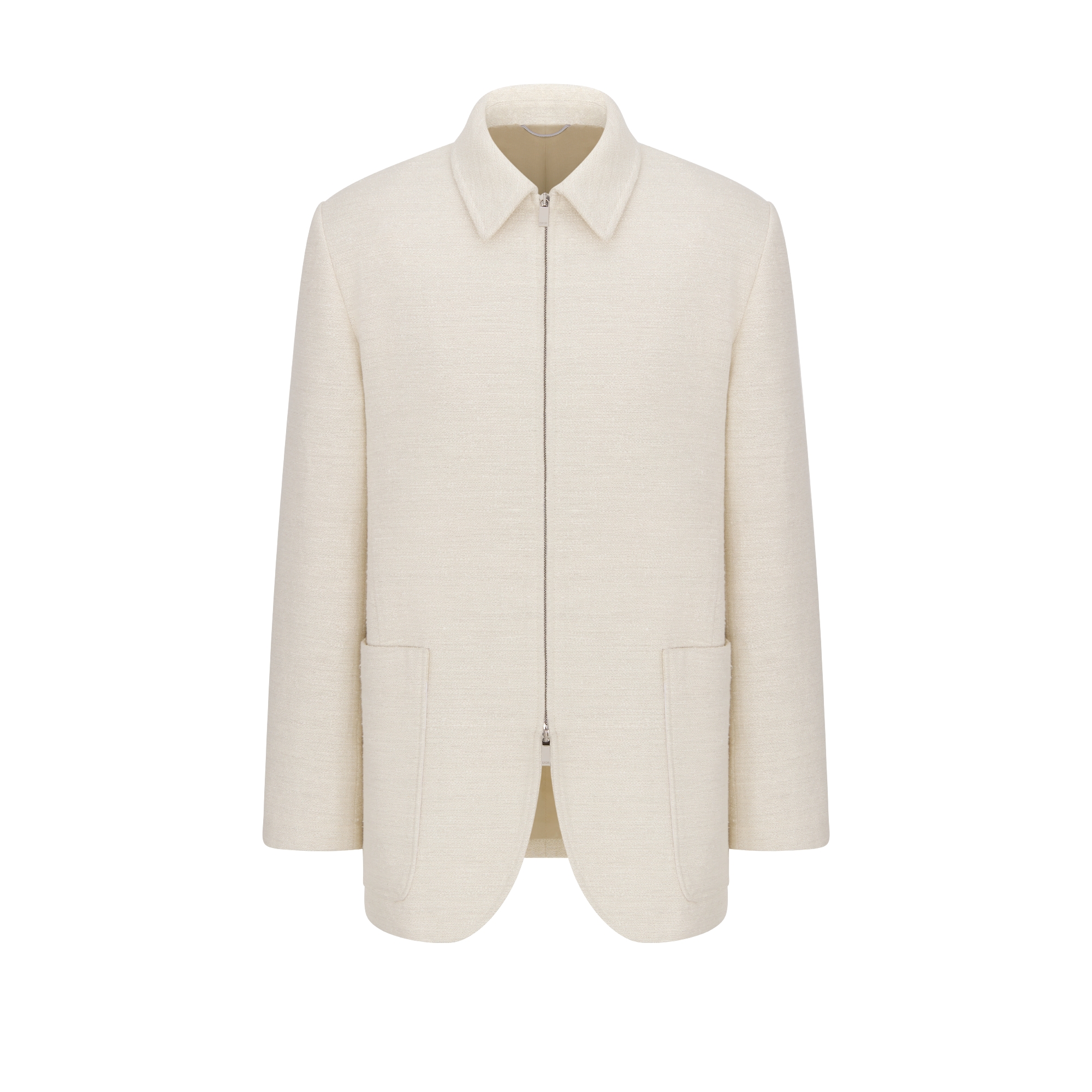 Пиджак на молнии Смесовая натуральная шерсть, шелк и лен белого цвета ...