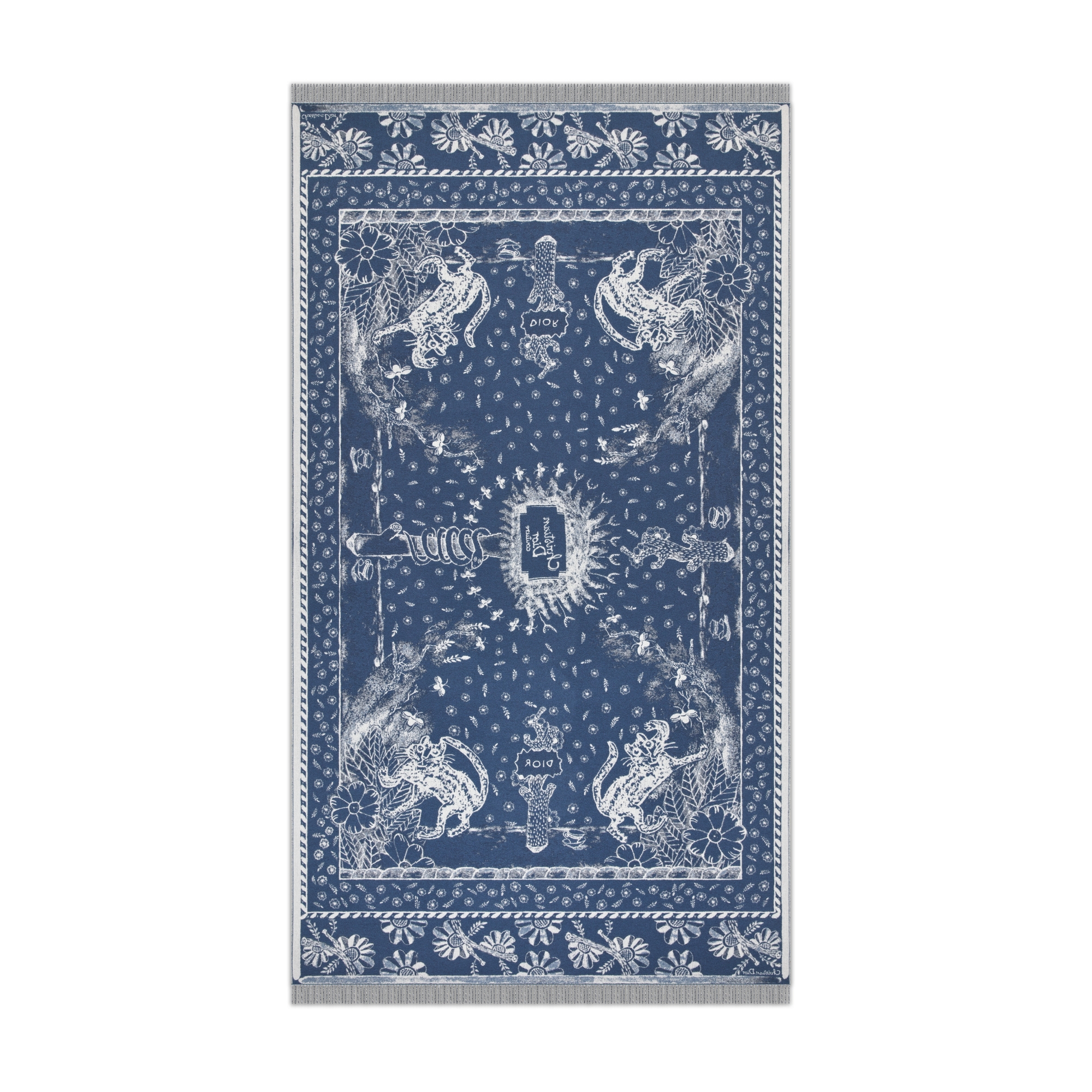 Plaid DIOR AND HYLTON NEL Laine et cachemire gris et bleus | DIOR