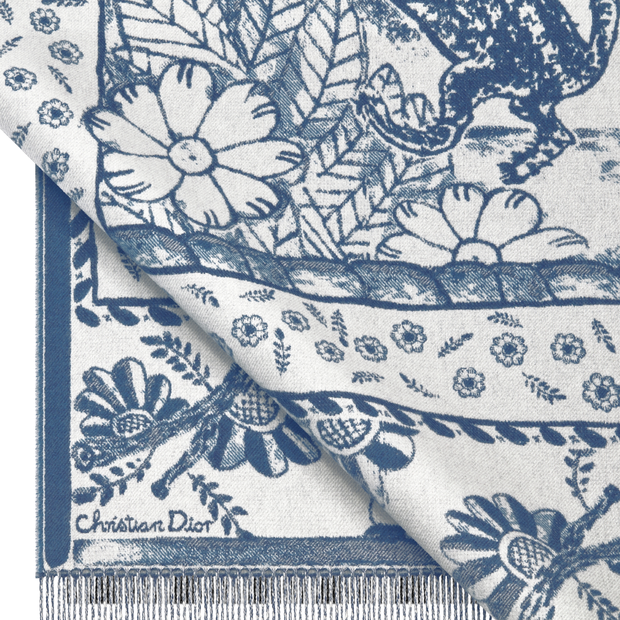 Plaid DIOR AND HYLTON NEL Laine et cachemire gris et bleus | DIOR