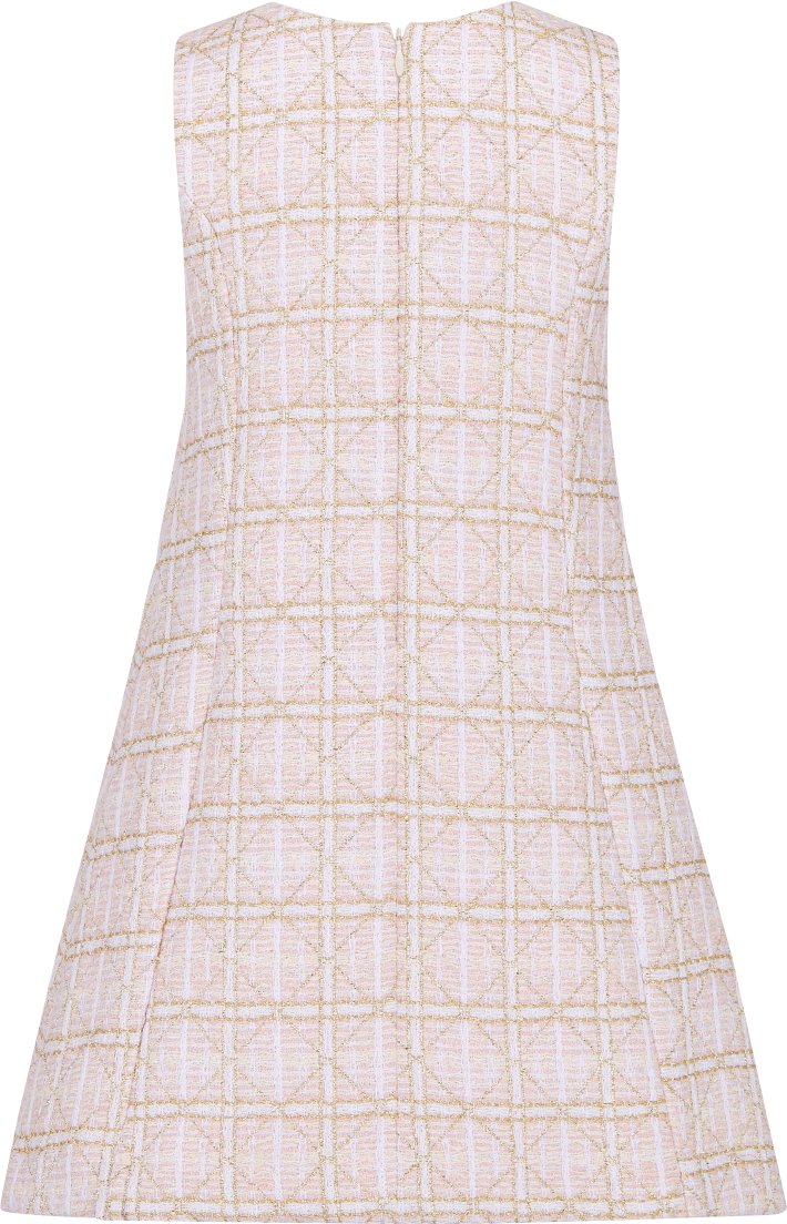 Robe trapèze enfant Tweed rose pâle jacquard Cannage doré | DIOR