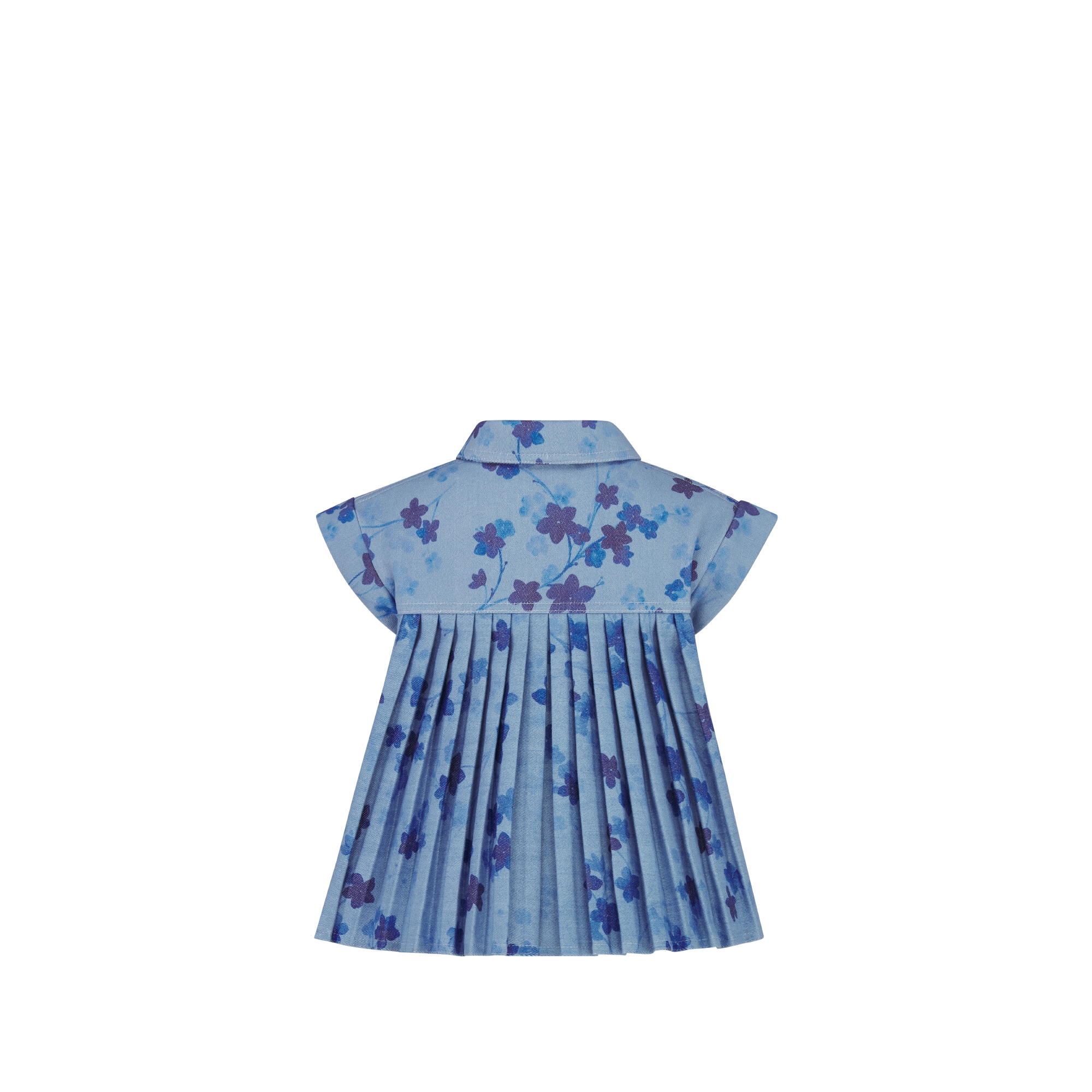 Kids' Sleeveless Jacket Blue Pleated Cotton Blend with Seasonal Floral ...
