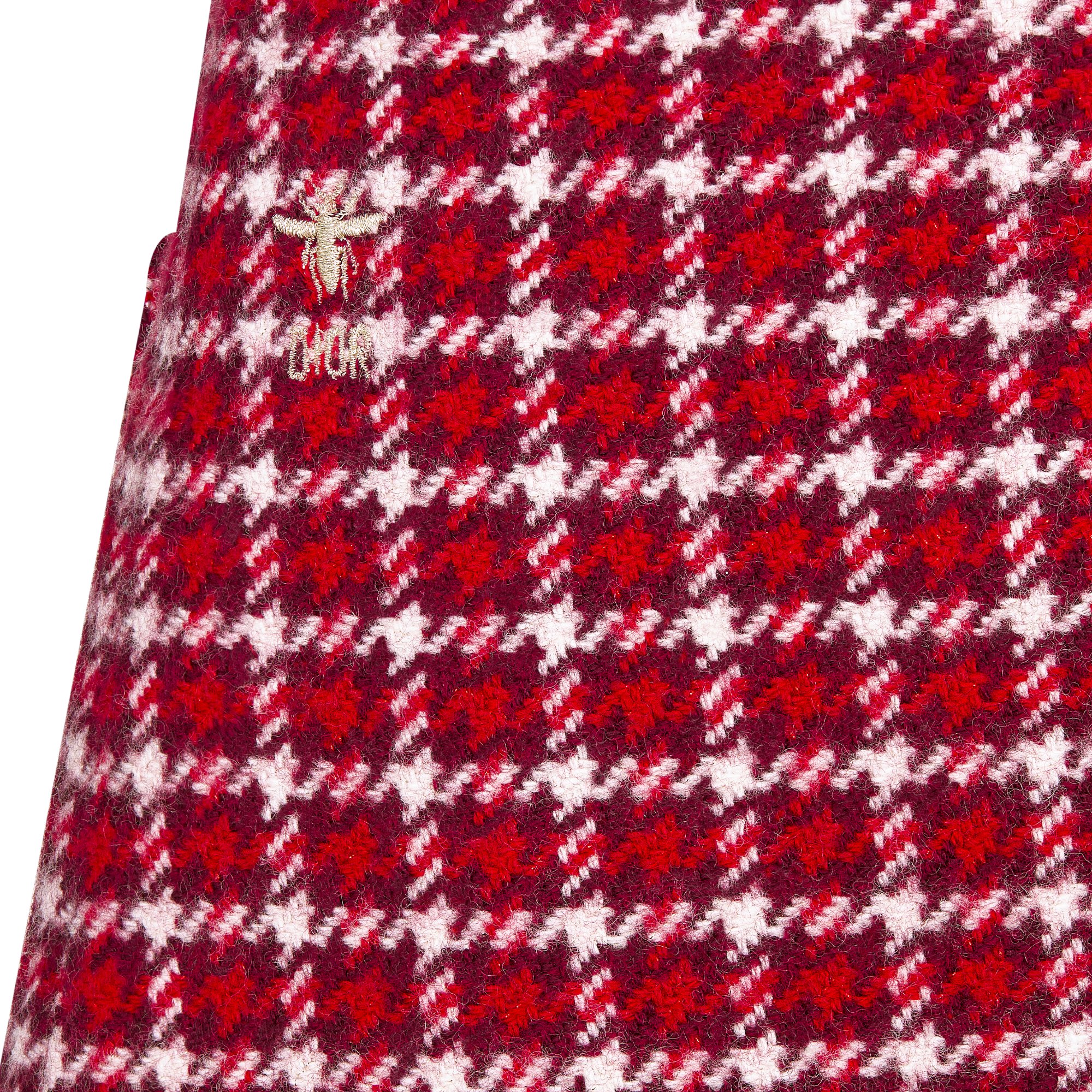 Kids' Wrap Skort Metallic White and Red Houndstooth Wool and Cashmere ...