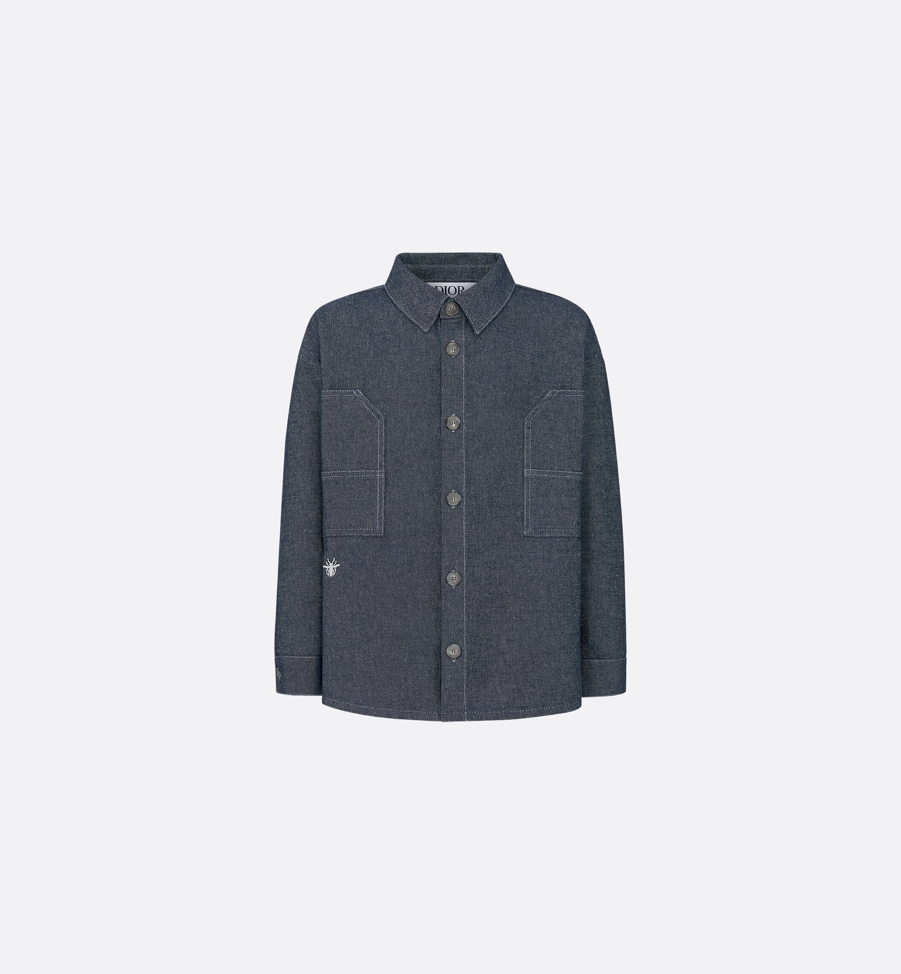Kids' Overshirt Blue Denim-Effect Cotton Gabardine | DIOR Kids' Overshirt Blue Denim-Effect Cotton Gabardine | DIOR