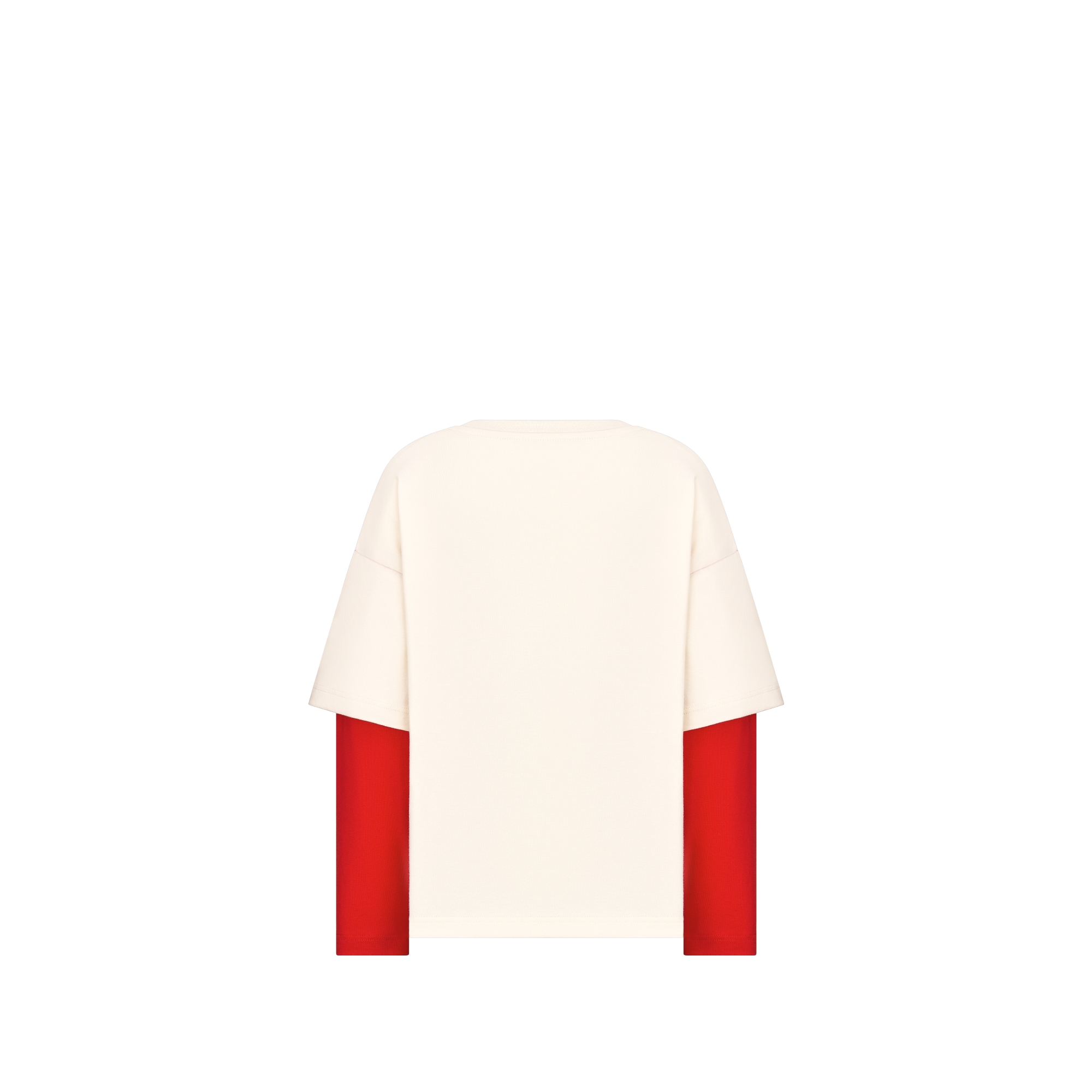 Kids' Long-Sleeved T-Shirt Cream and Red Cotton Jersey | DIOR