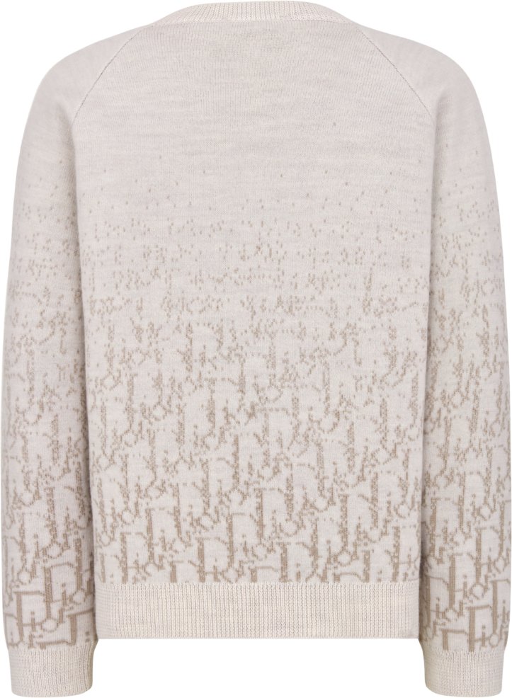 Kids' Sweater Beige Wool Knit with Gradient Gray Dior Oblique Jacquard ...