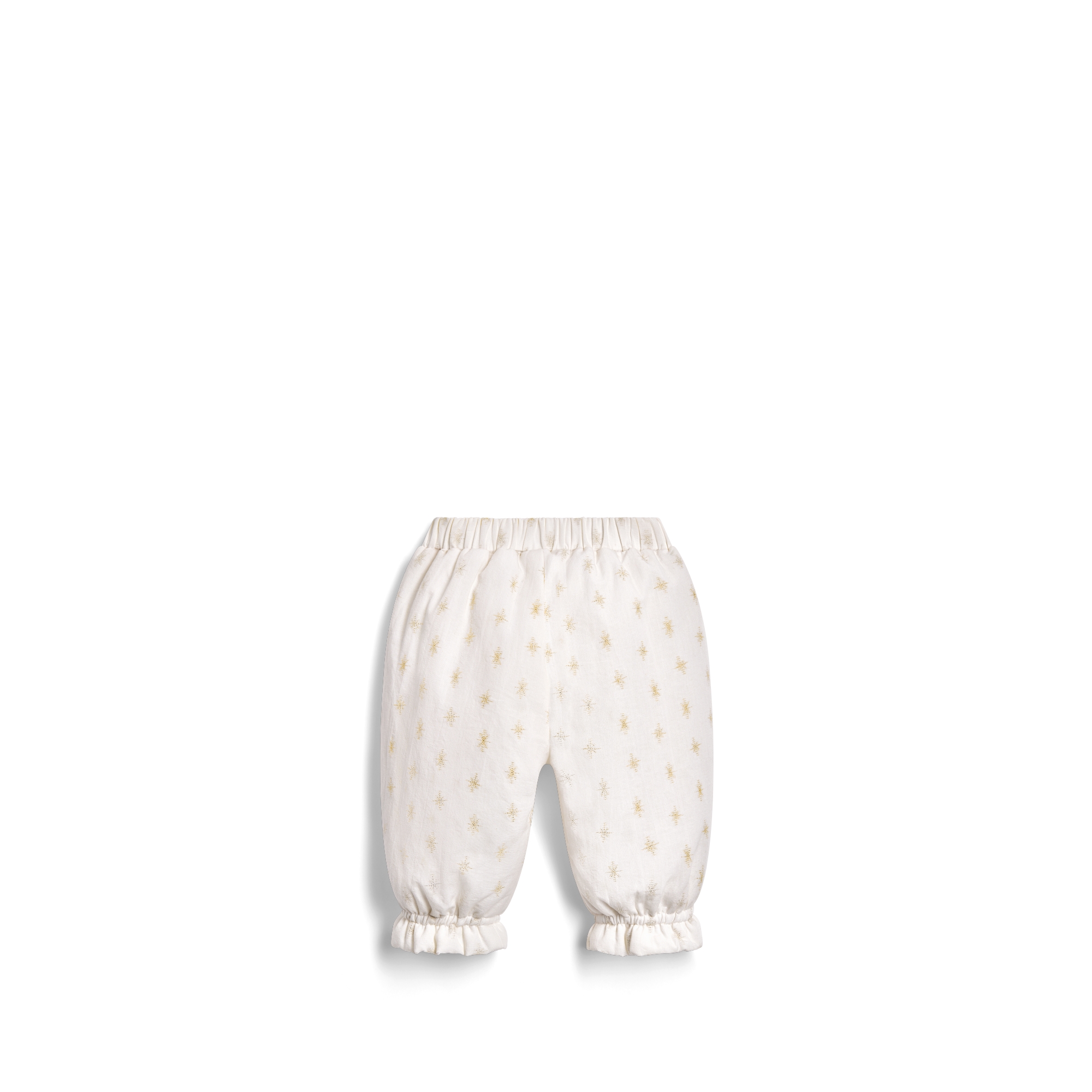 Baby Pants Ivory Cotton with Gold-Tone Jacquard Star Motif | DIOR