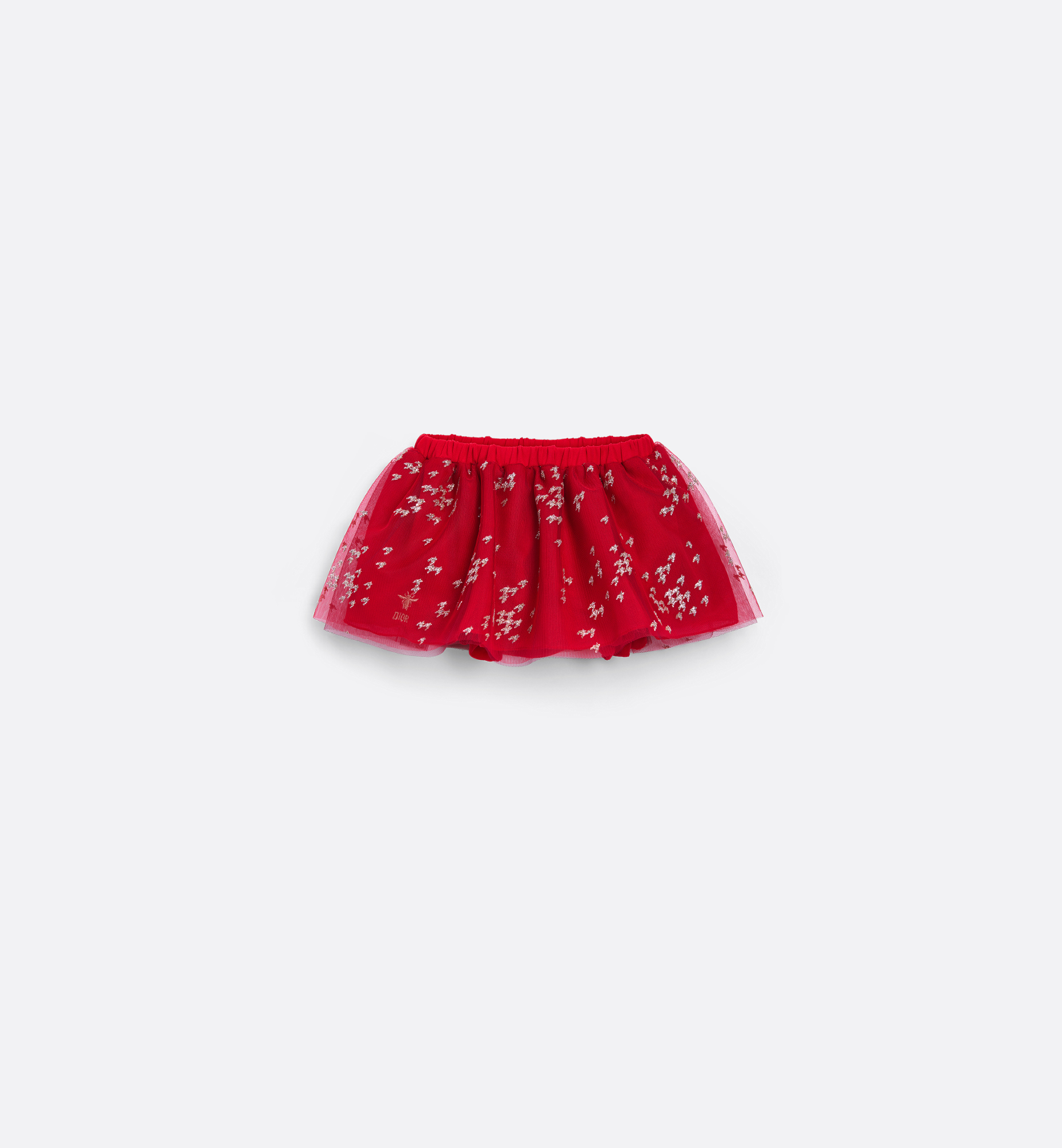 Baby Short Skirt Red Tulle with Cascading Gold-Tone Baby Short Skirt Red Tulle with Cascading Gold-Tone