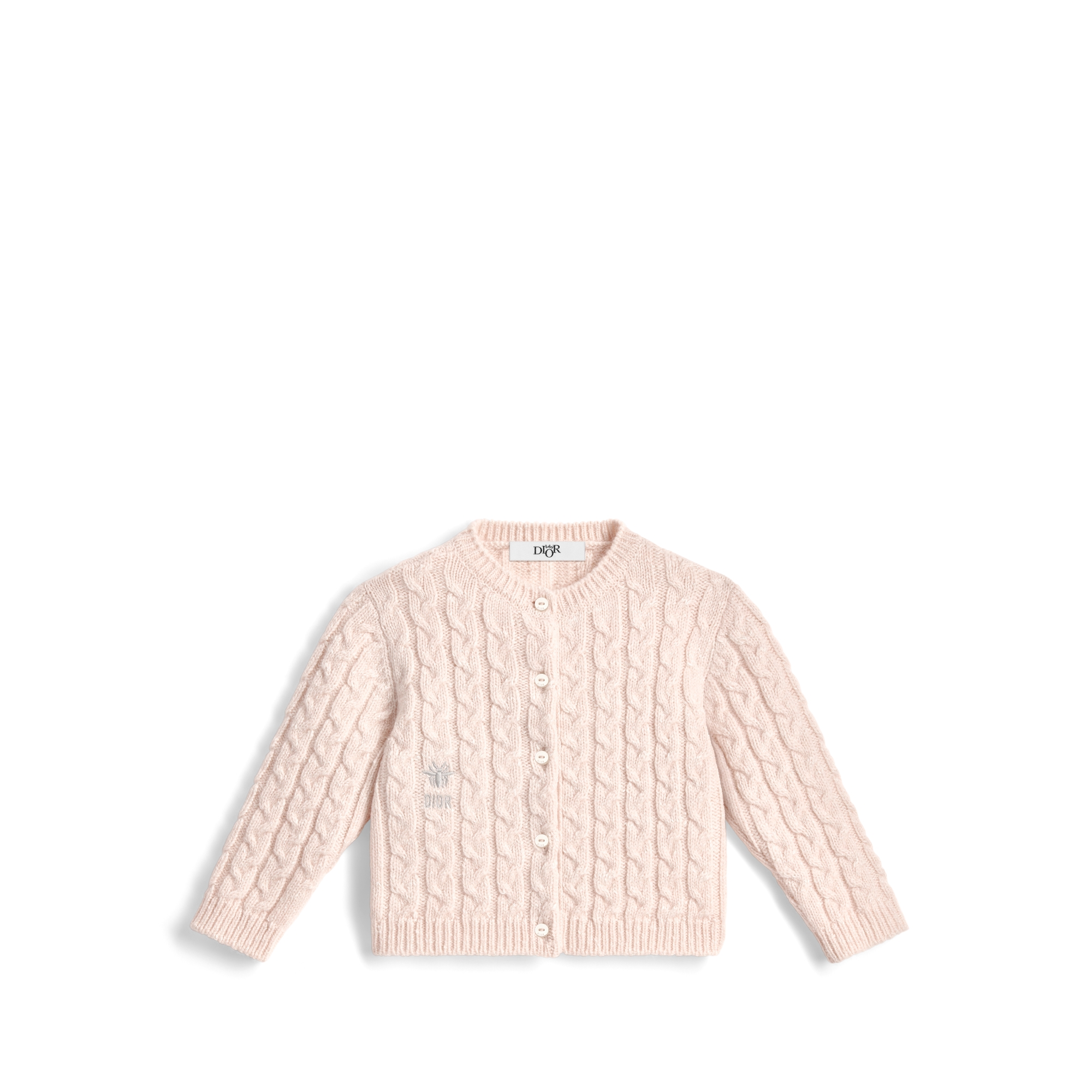 Cardigan bébé Maille torsadée de laine et soie rose pâle | DIOR
