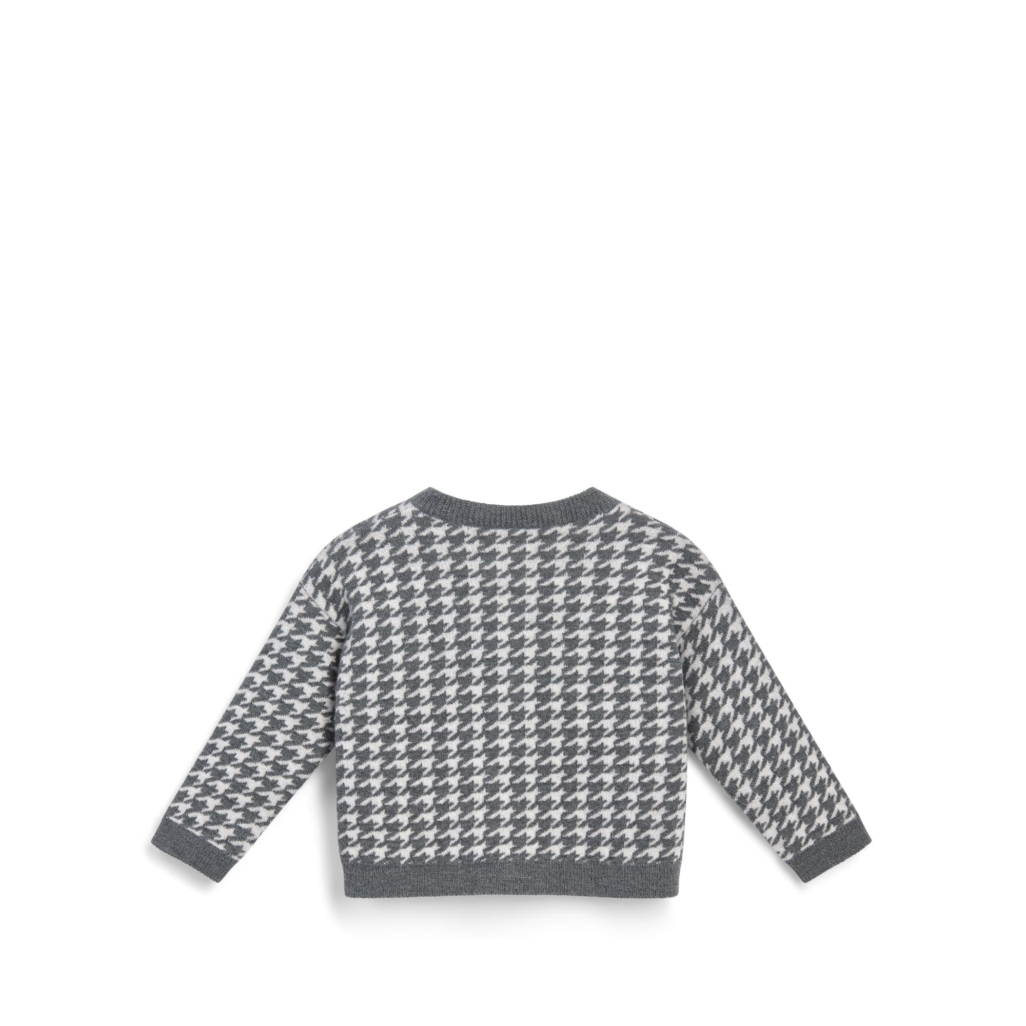 Baby Cardigan Ivory and Gray Houndstooth Jacquard-Knit Wool and Alpaca ...