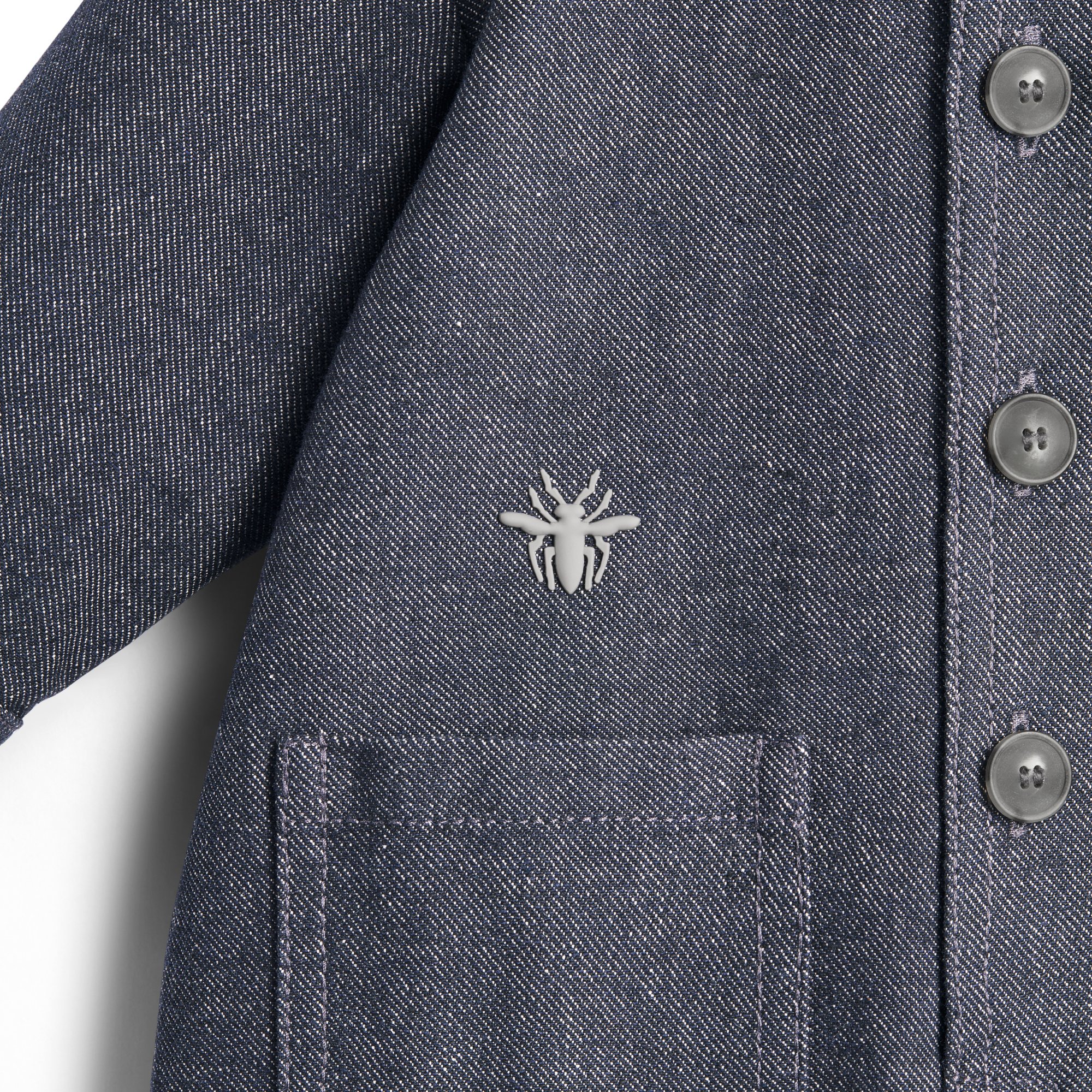 Mono para bebé Gabardina de algodón de efecto denim azul | DIOR