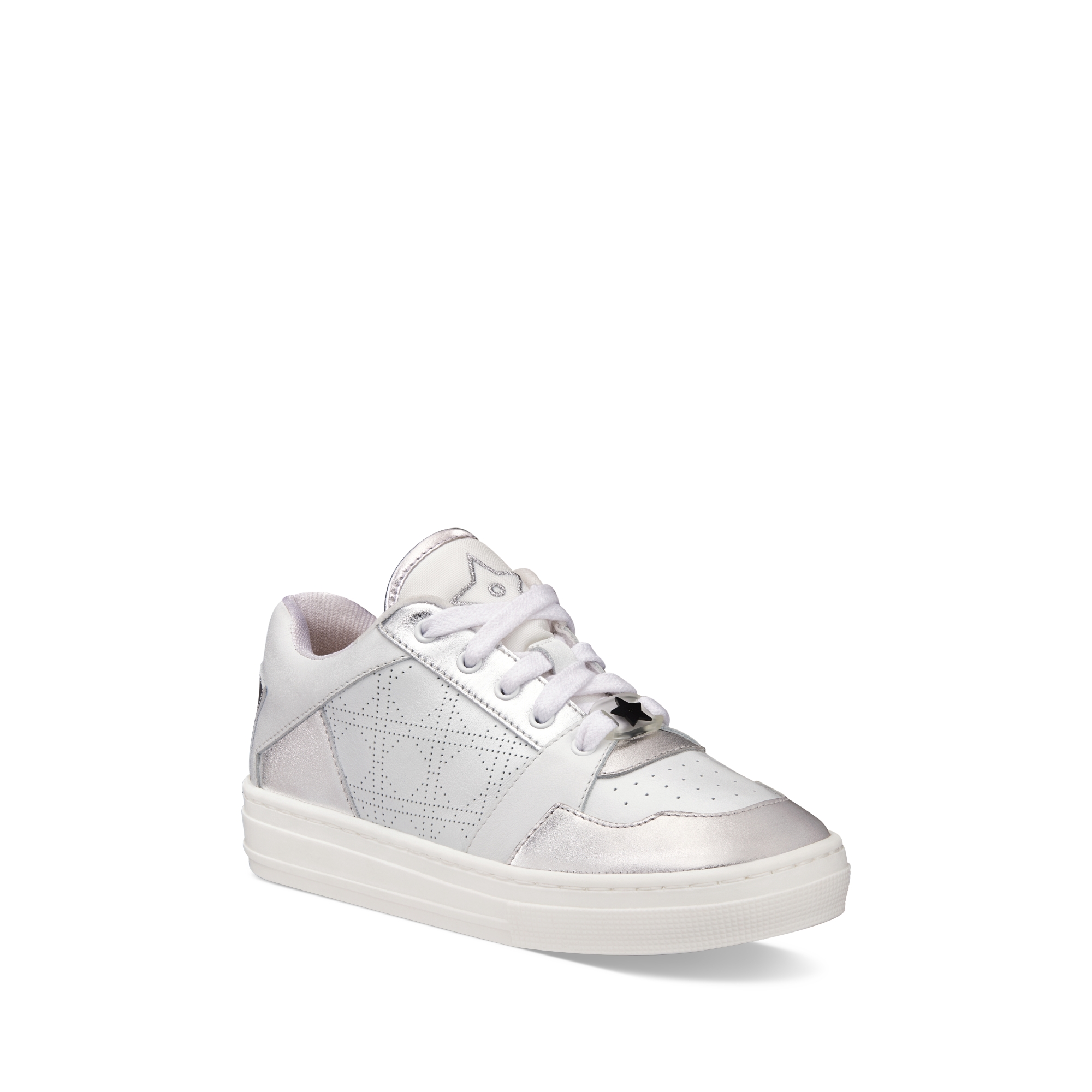 Sneaker basse enfant Cuir de veau ivoire et argenté métallisé | DIOR
