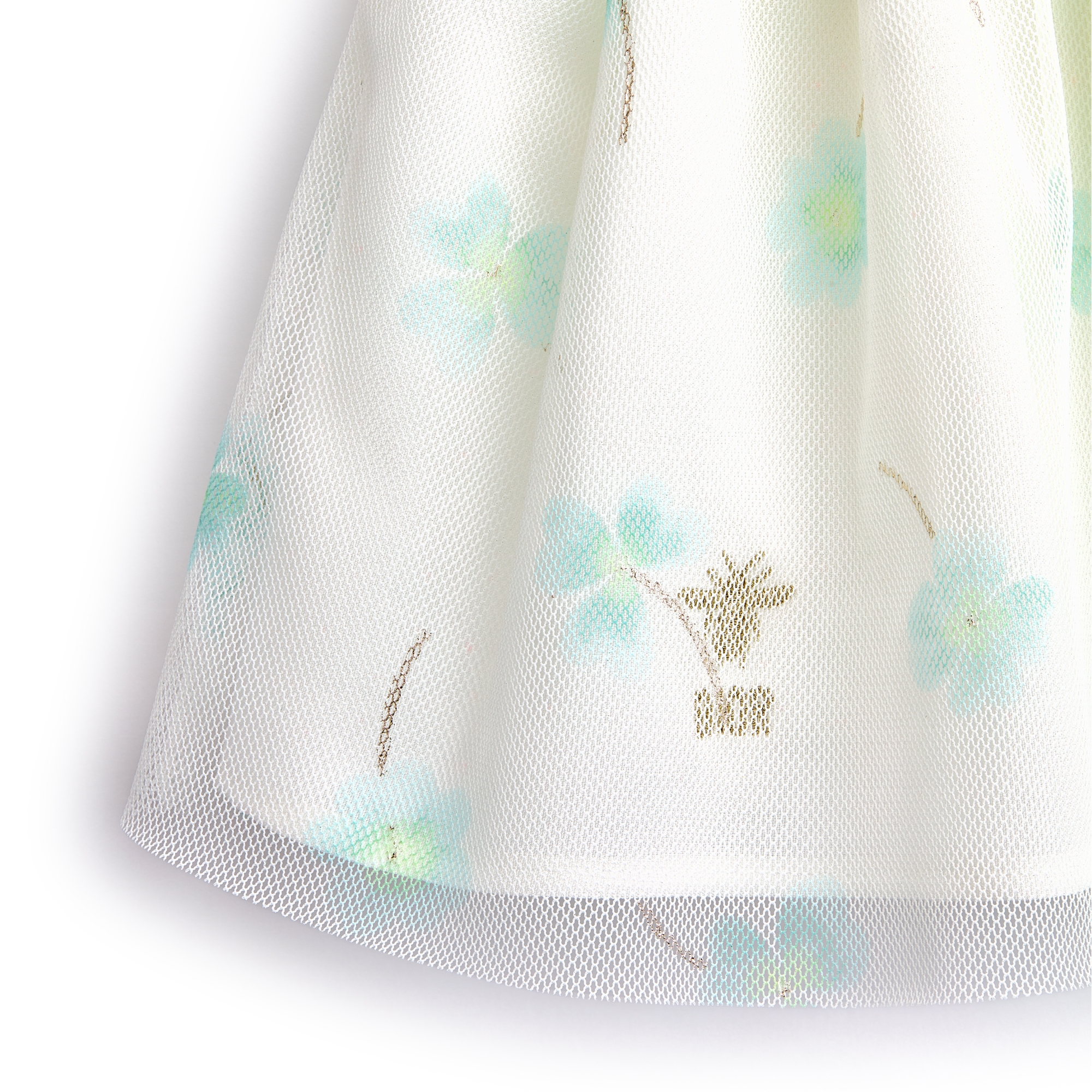 Jupe évasée bébé Tulle ivoire à motif trèfle vert et doré | DIOR