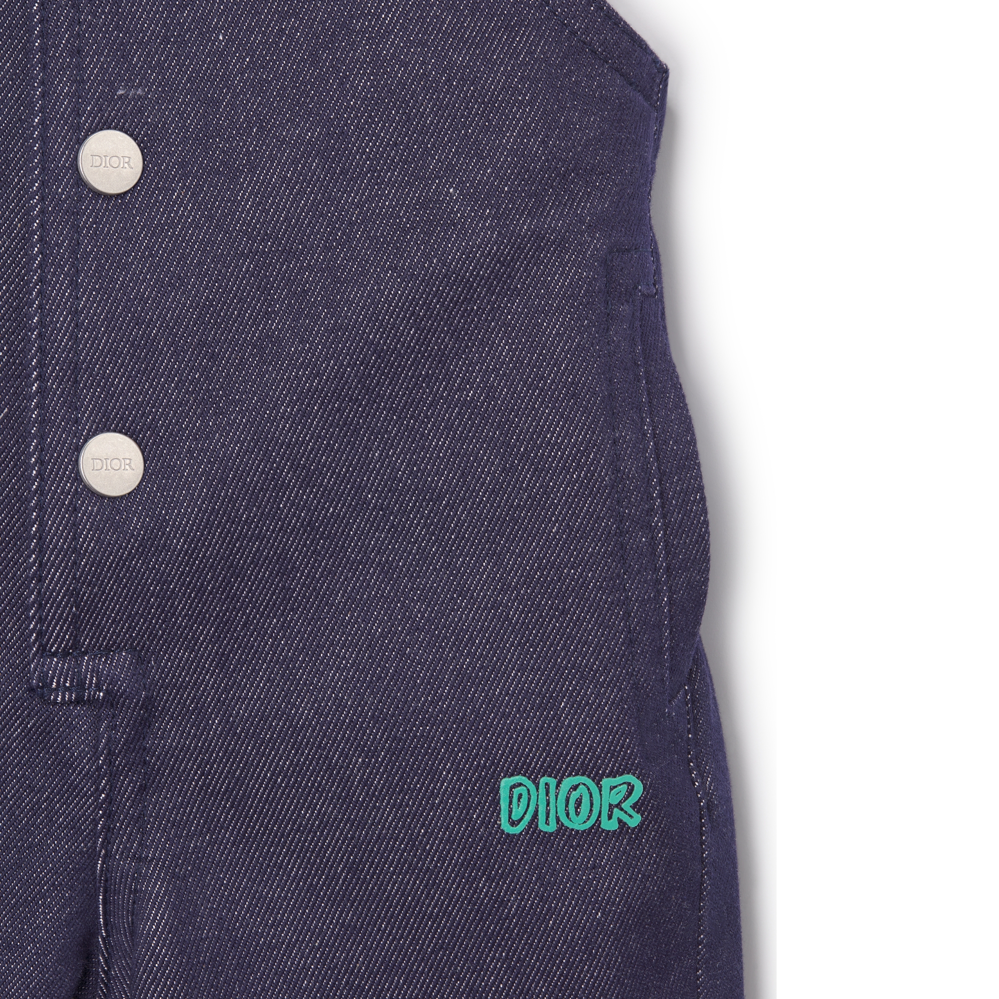 Tuinbroek voor baby’s Katoengabardine met denimeffect en jeansblauwe ...