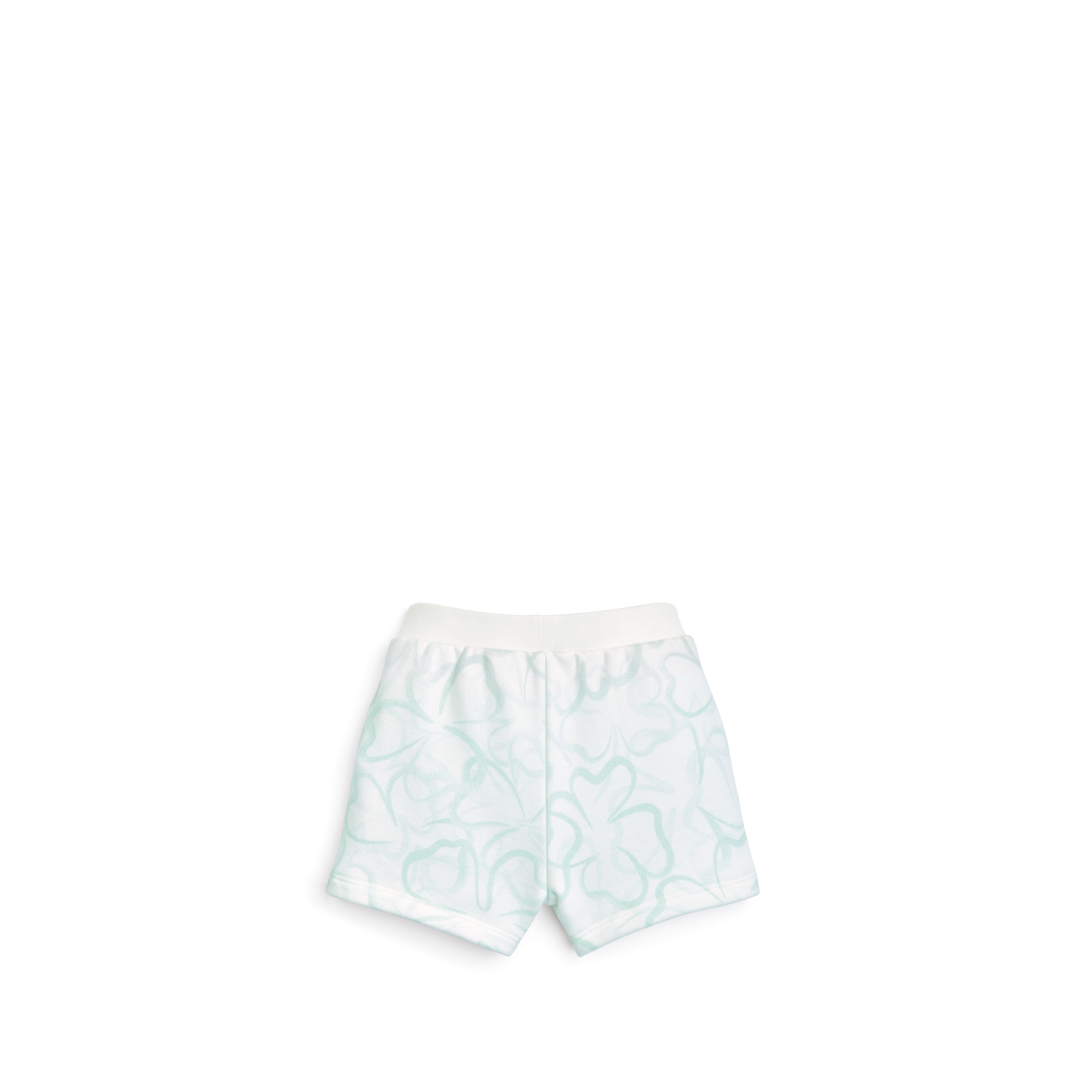 Baby Shorts Ivory Cotton Fleece with Light Green Macro Clover Motif | DIOR