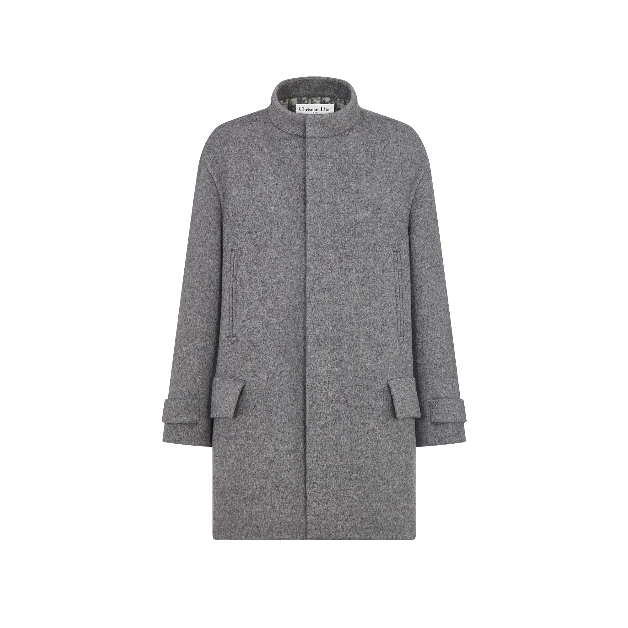 Peacoat with Scarf Collar Gray Virgin Wool and Silk | DIOR