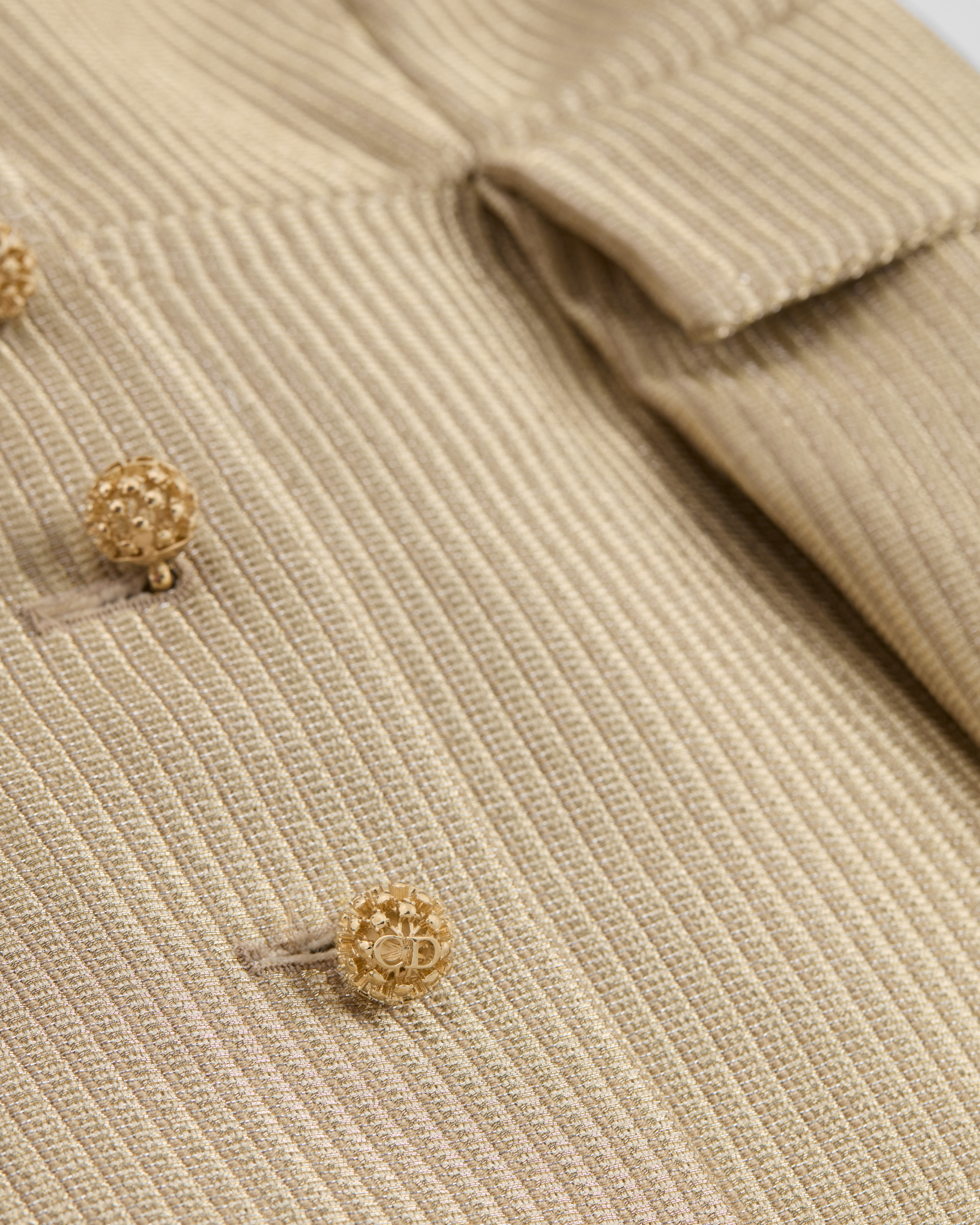 Dior Or Mid-Length Belted Shirtdress Gold-Tone Cotton-Blend Jacquard | DIOR