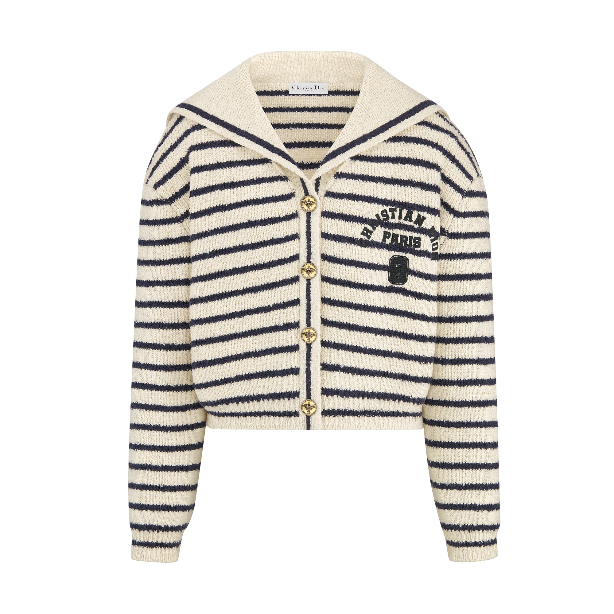 Dior Marinière Cardigan with Sailor Collar White and Navy Blue Cotton ...