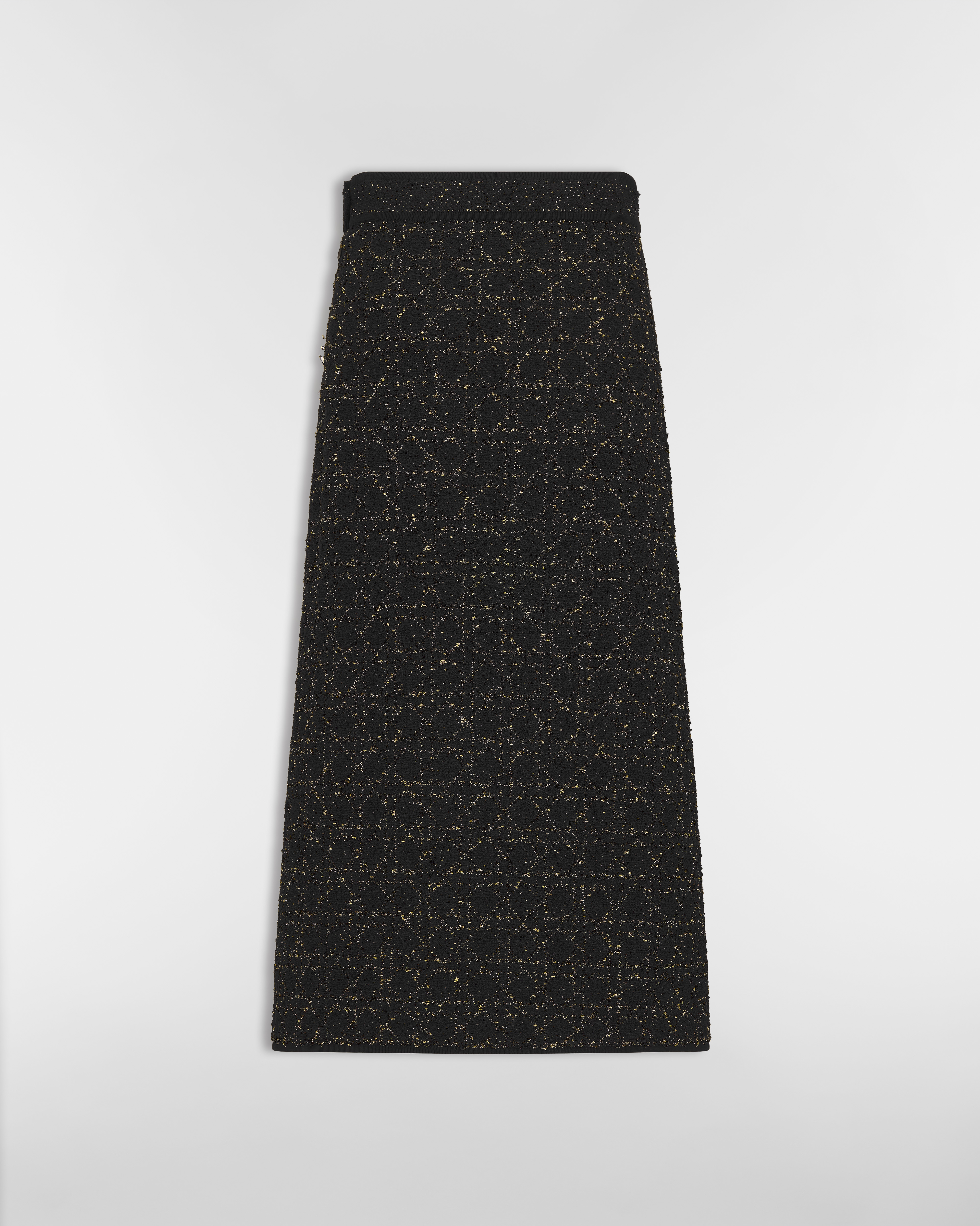 Gonna midi dritta Macrocannage Maglia di tweed di misto cotone nera e ...