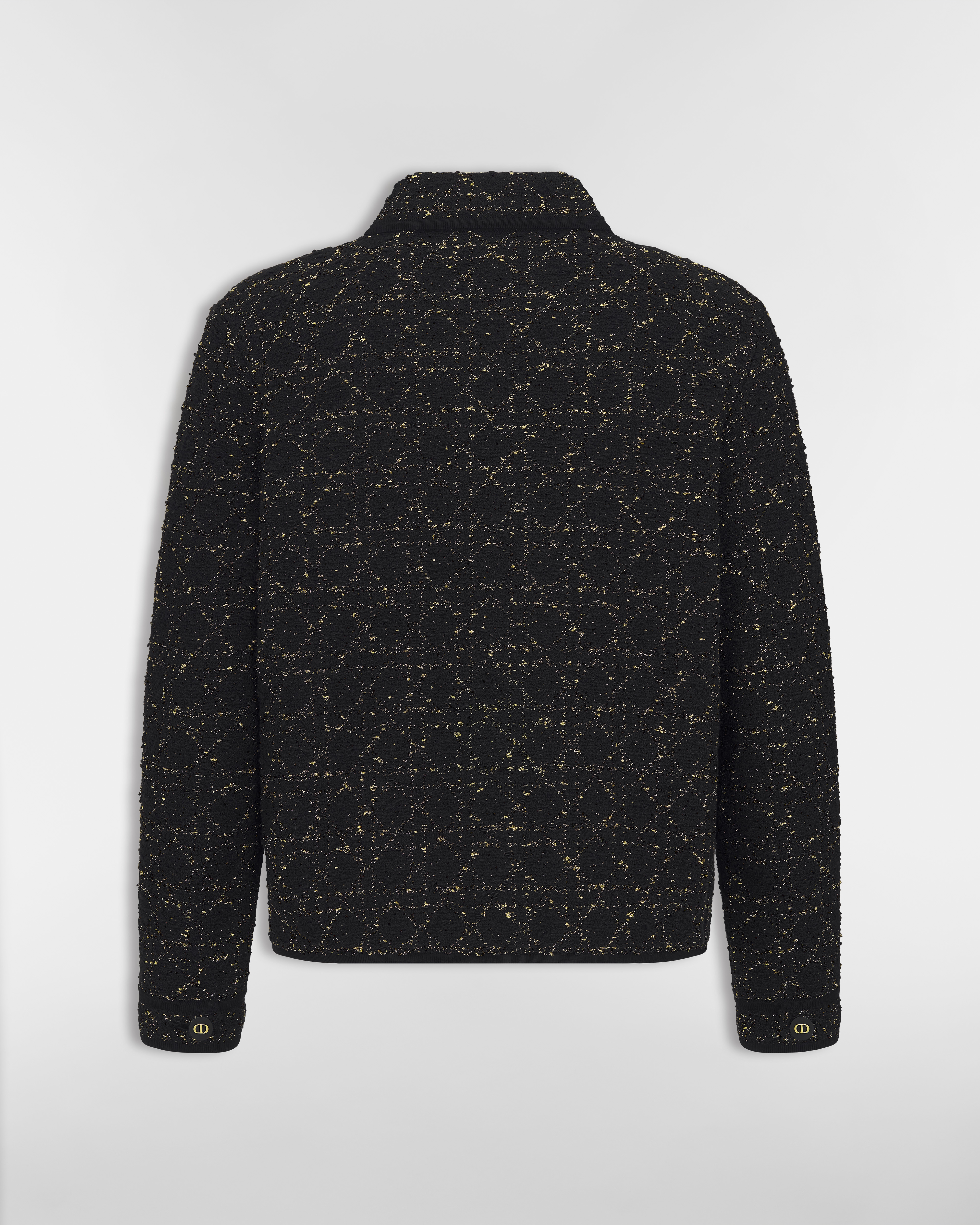 Macrocannage Jacket Black and Gold-Tone Cotton-Blend Tweed Knit | DIOR