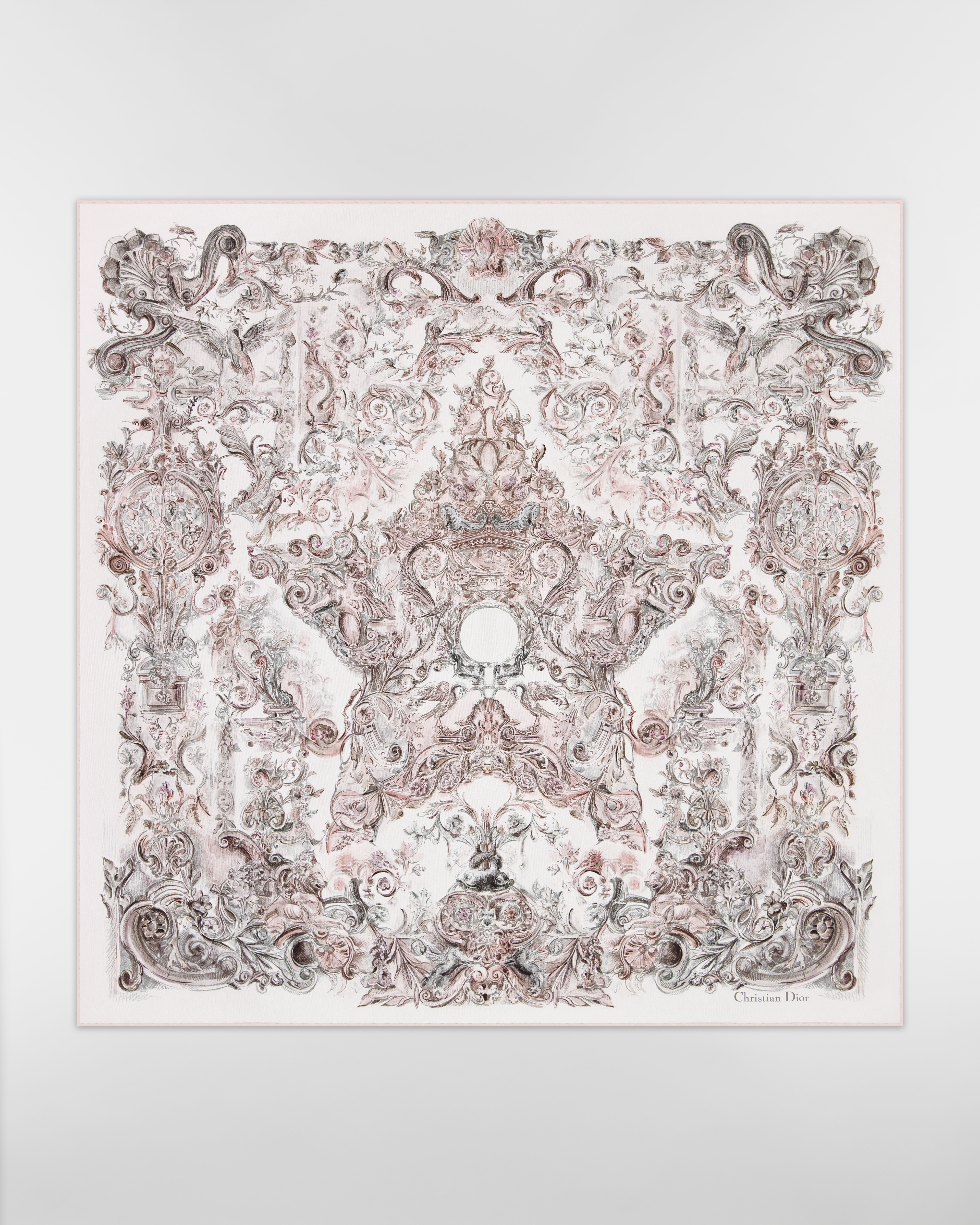 Dior Stella Baroque 90 Square Scarf White and Blue Silk Twill | DIOR