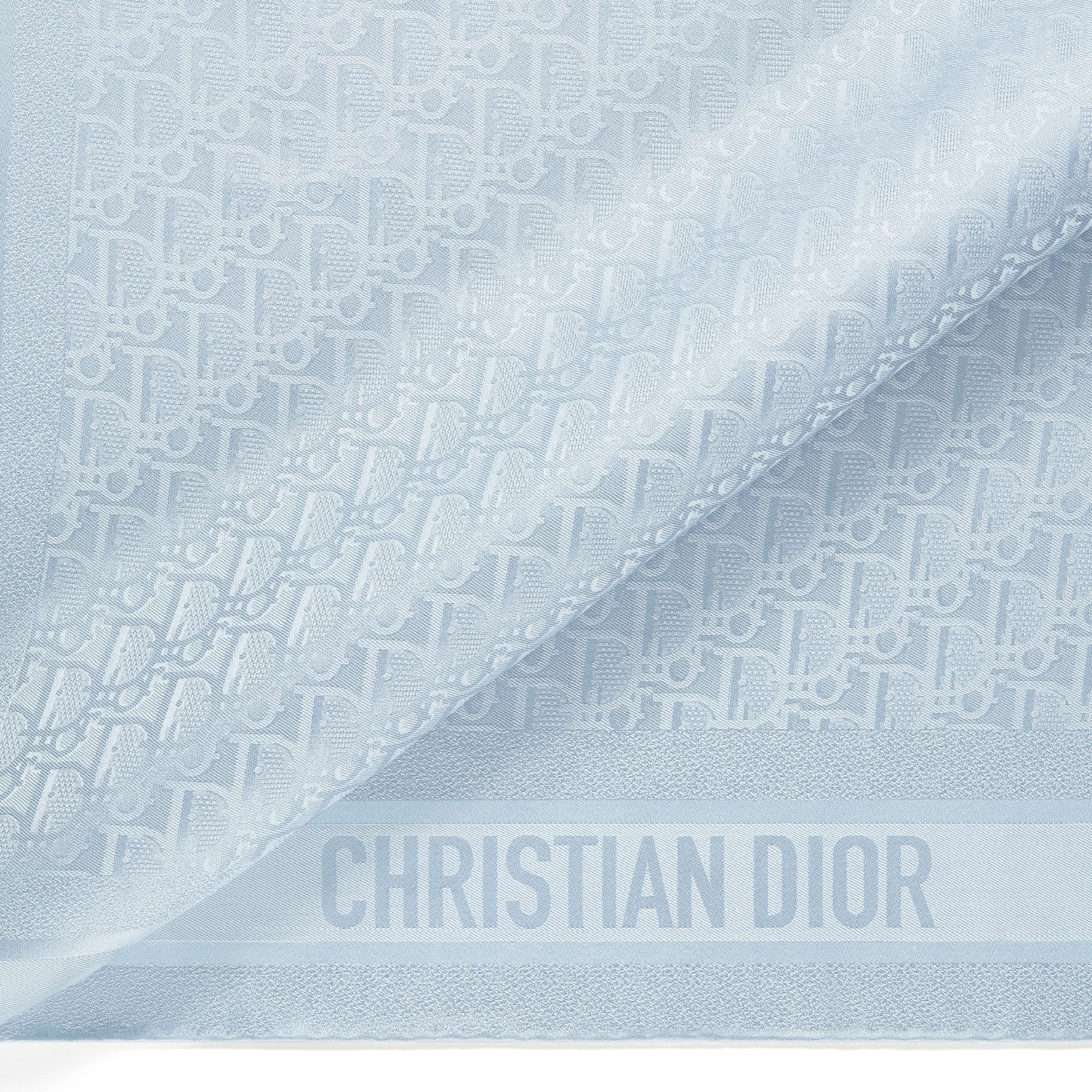 Dior Oblique Natte 70 Square Scarf Azure Blue Silk Twill | DIOR