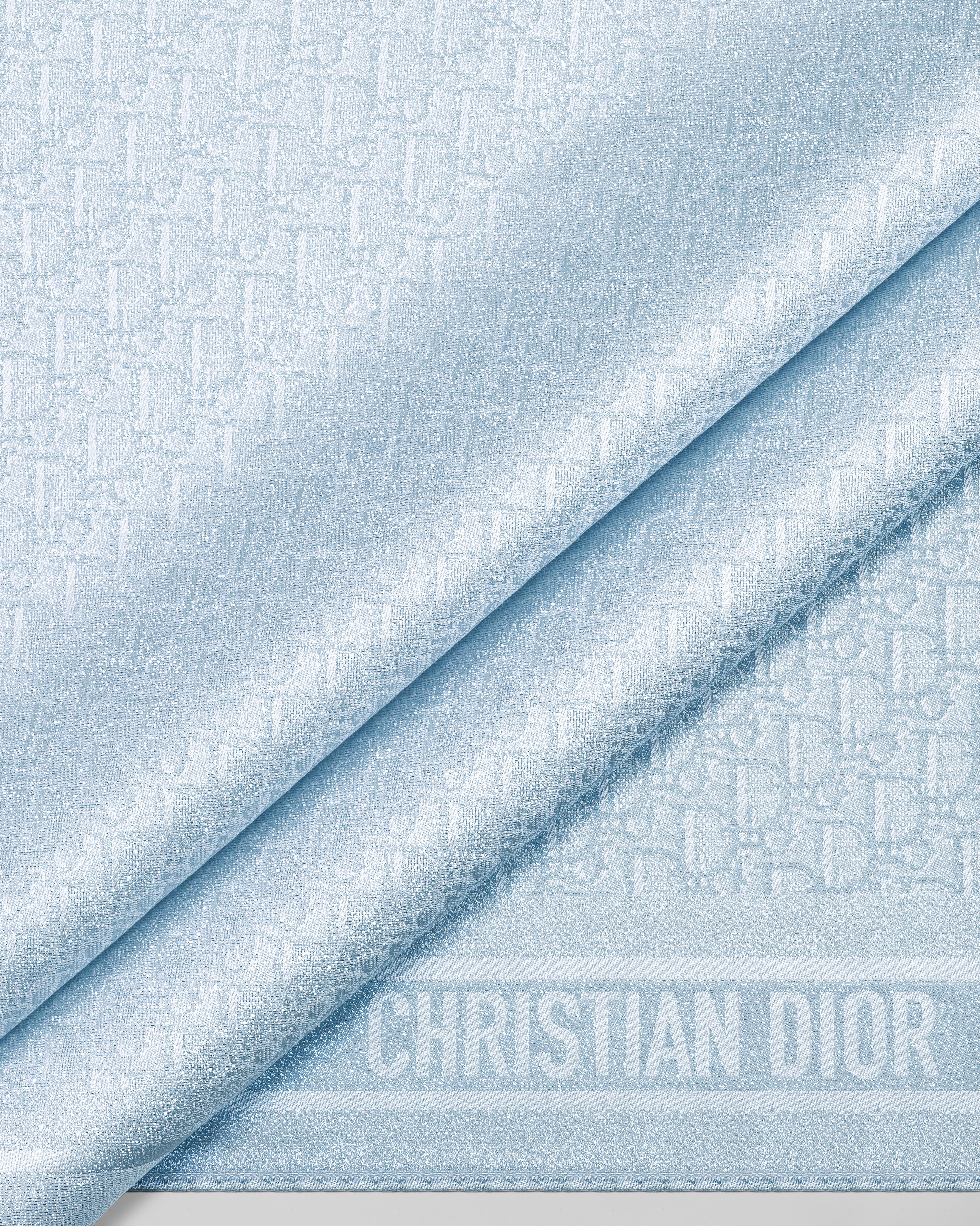 Dior Oblique Natte Shawl Blue Silk and Cashmere Blend with Metallic ...