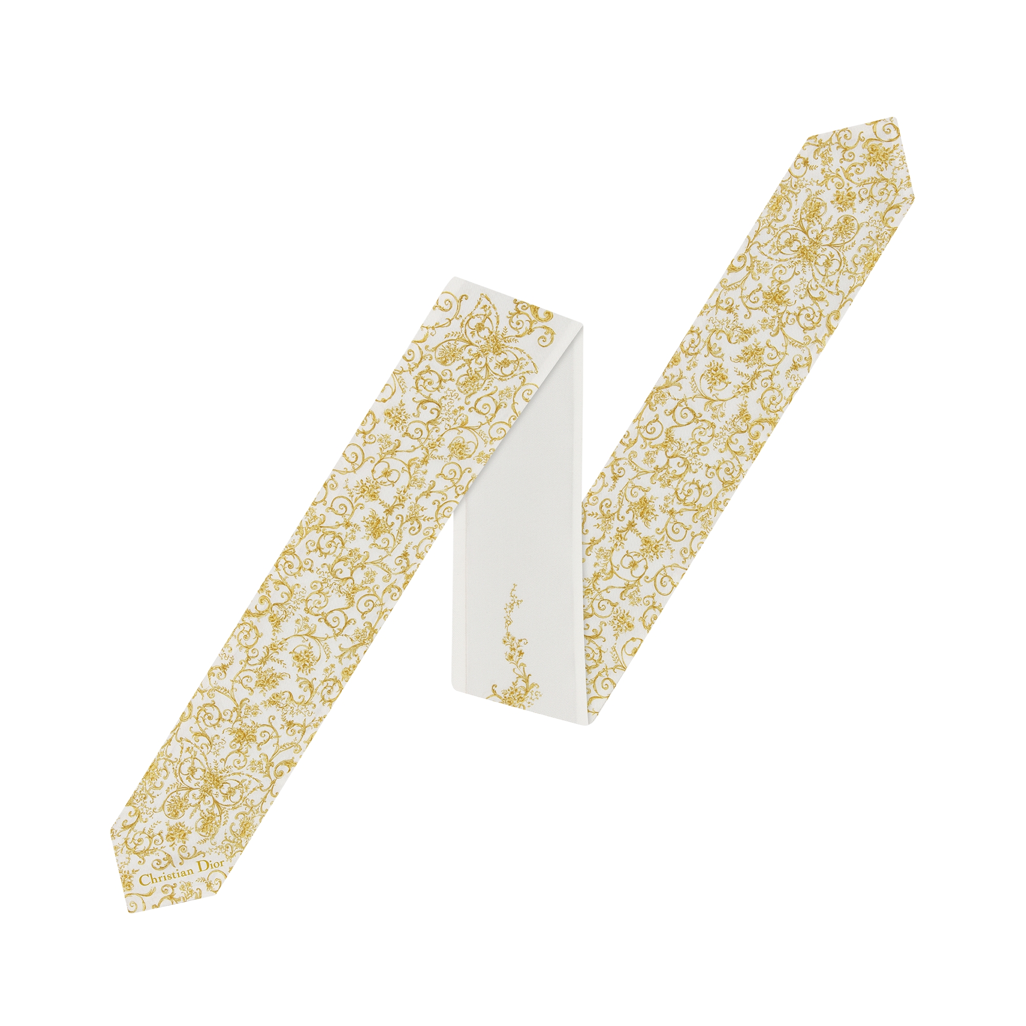 Maxi Dioresque Butterfly Mitzah Scarf White and Gold-Tone Silk Twill | DIOR