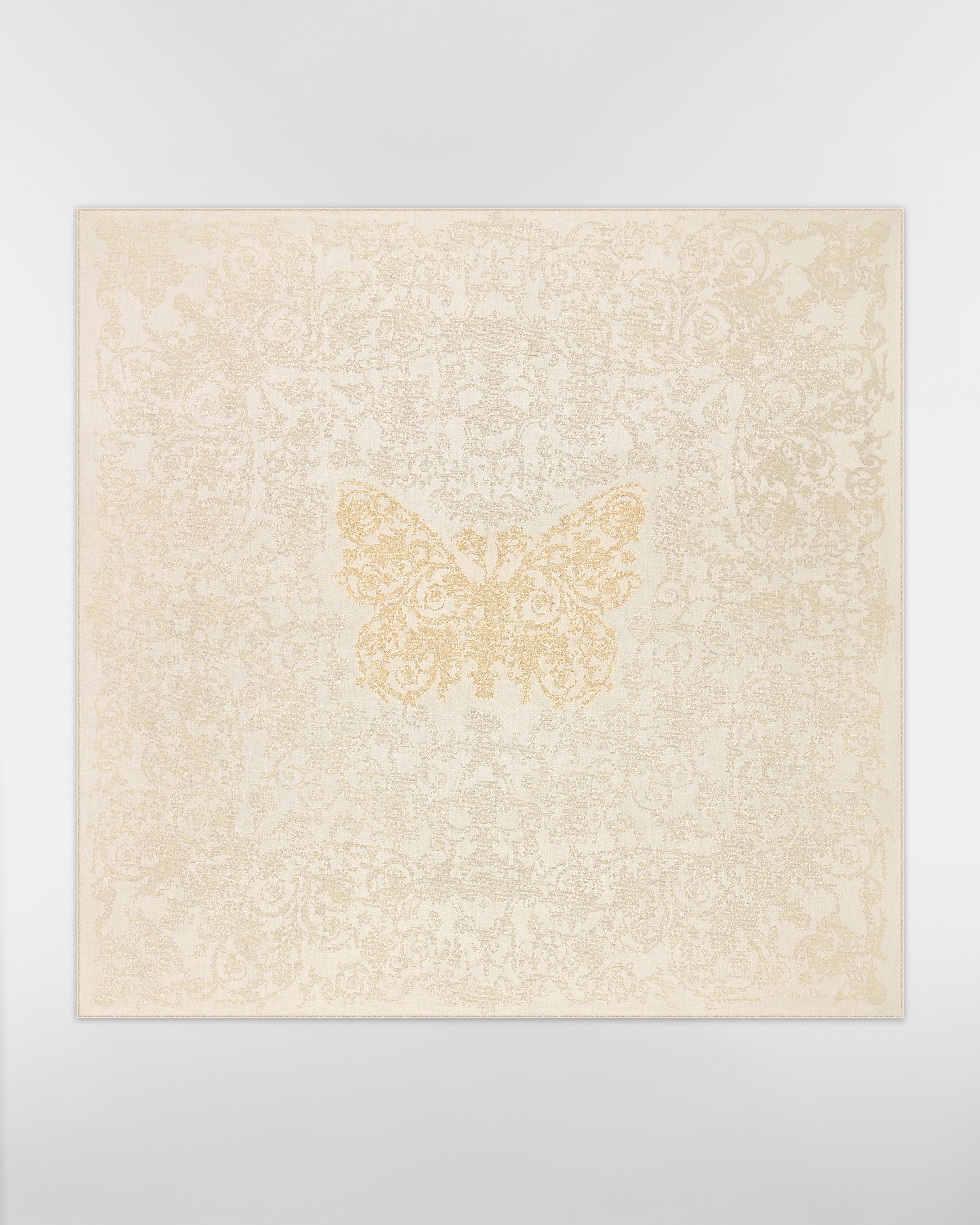 Dioresque Butterfly Shawl Silk, Cashmere and Gold-Tone Metallic Thread ...