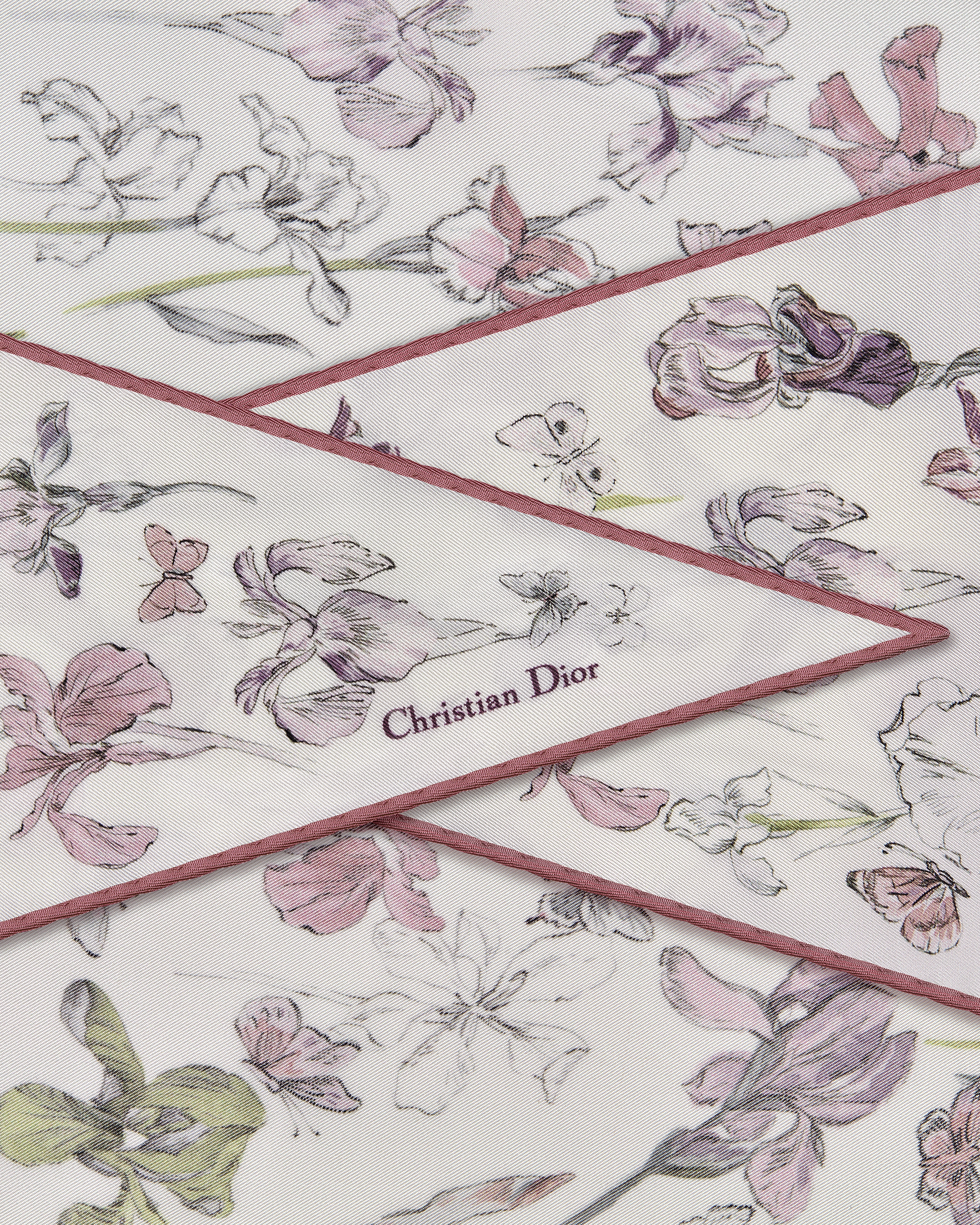 Iris Dior Diamond White and Powder Pink Multicolor Silk Twill | DIOR