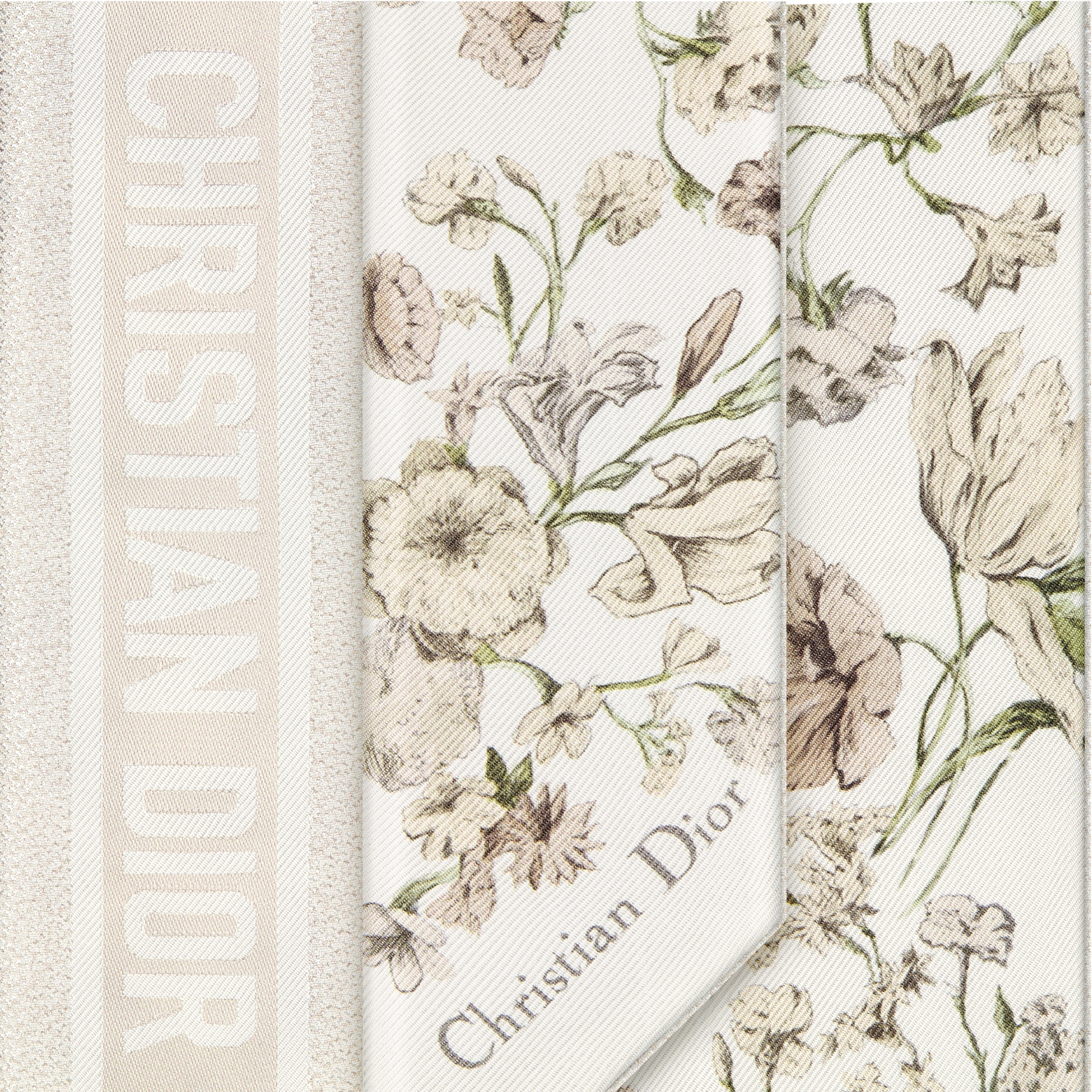 Millefiori Mitzah Scarf White and Light Beige Silk Twill | DIOR