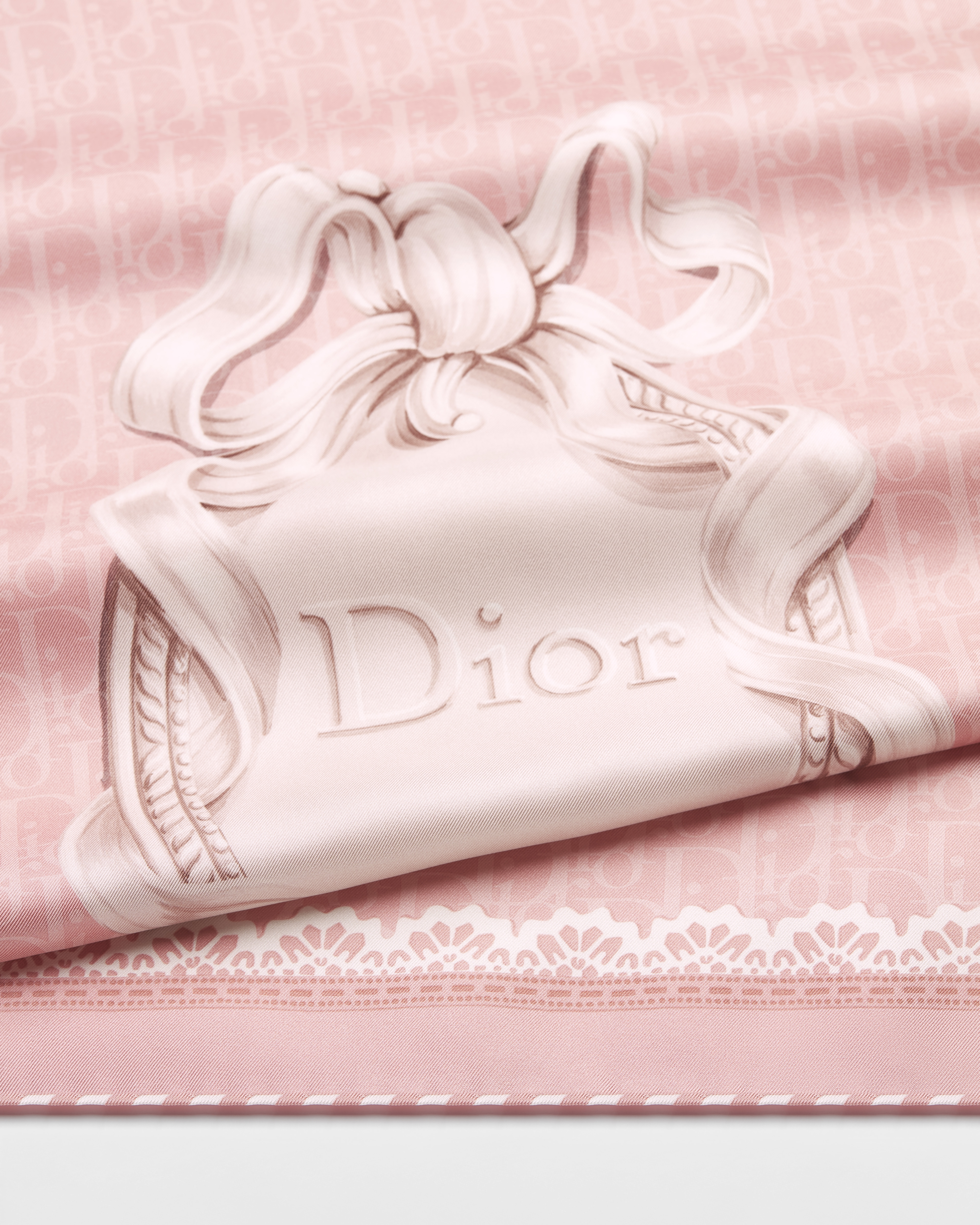 Pañuelo cuadrado 70 Dior Médaillon Sarga de seda rosa | DIOR