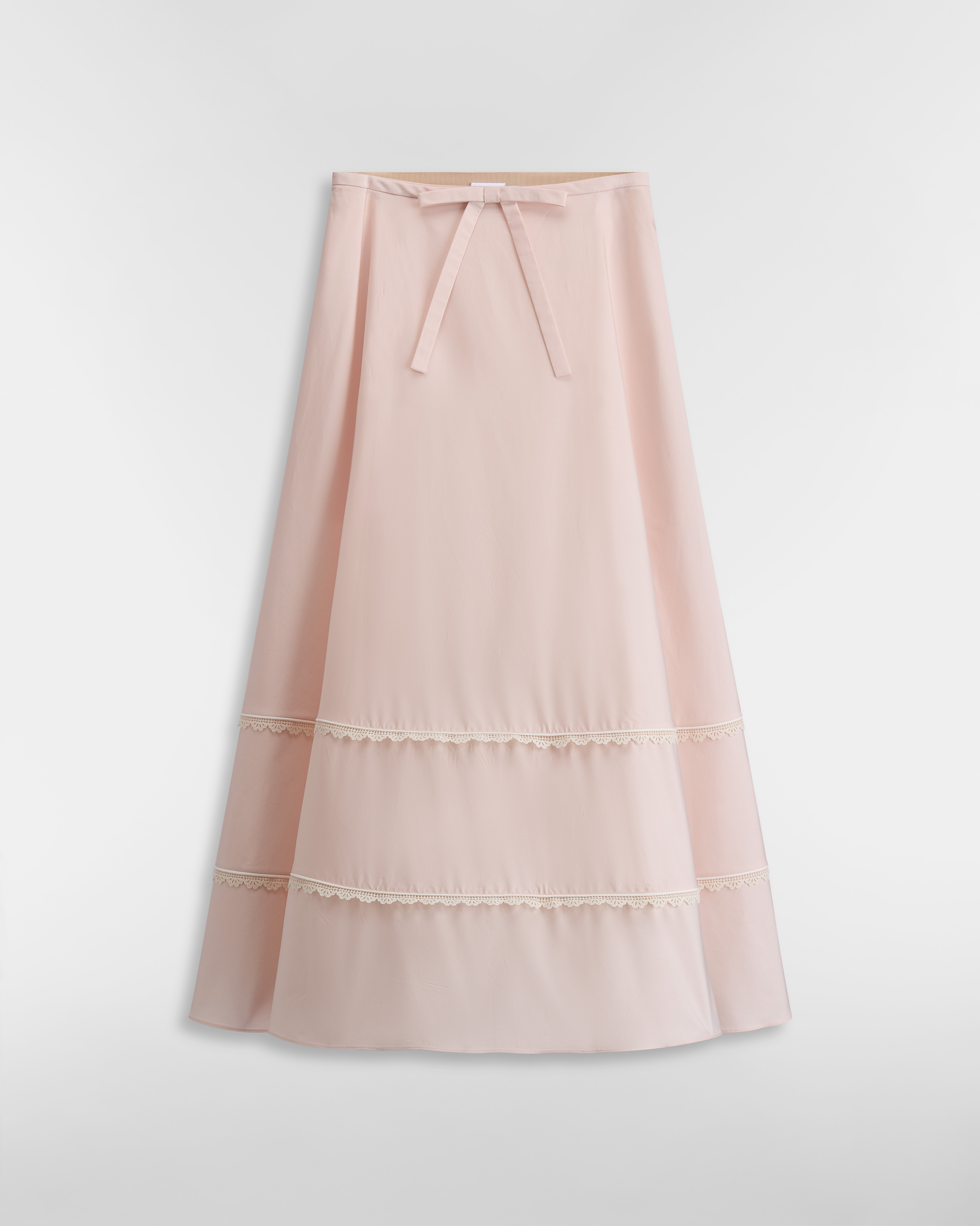 Mid-Length Flared Skirt Pink Cotton Poplin and Lace | DIOR