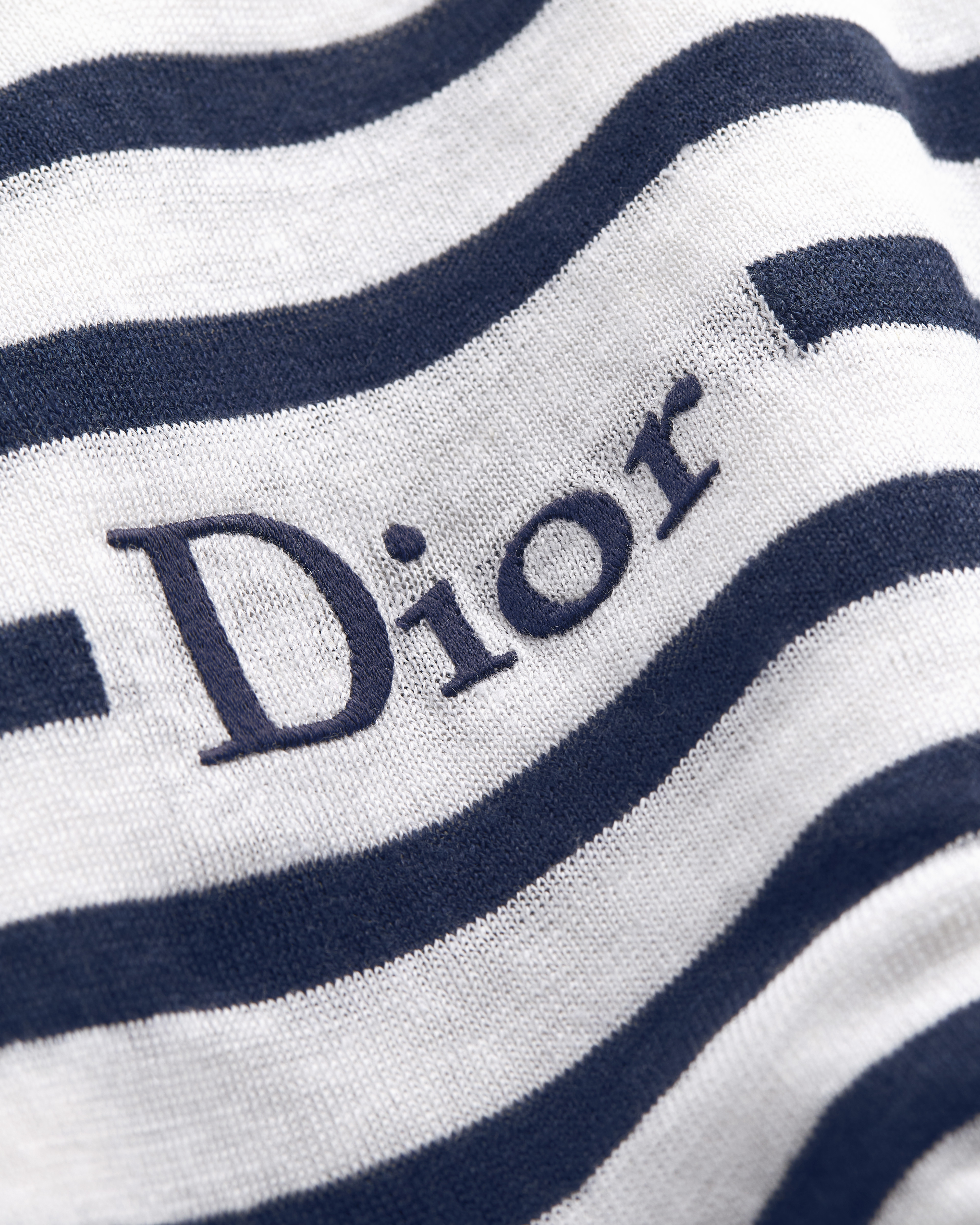 Dioriviera Short-Sleeved Sweater Ecru and Navy Blue D-Stripes Linen ...